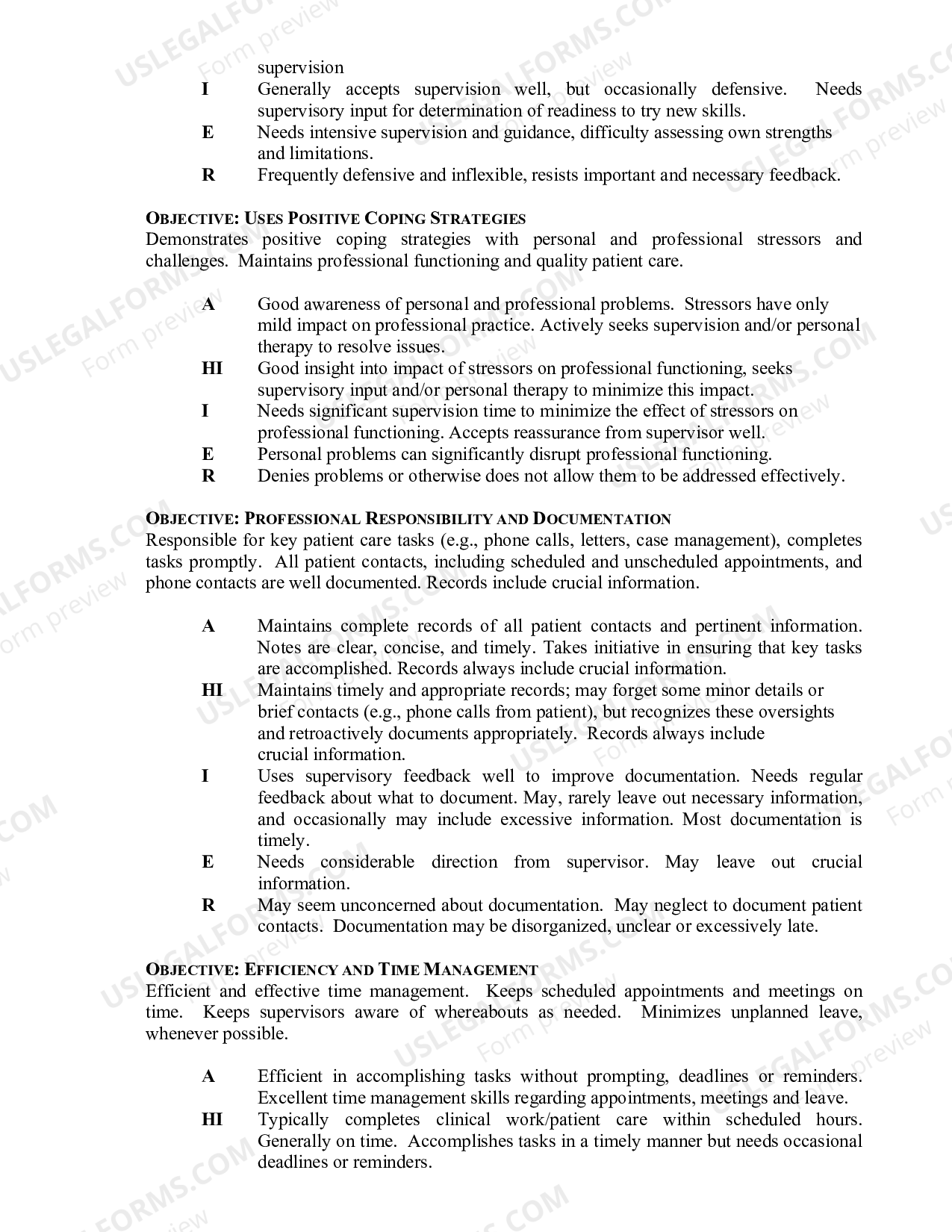 Assessment Form for Psychology Trainee Competency Evaluation | US Legal ...
