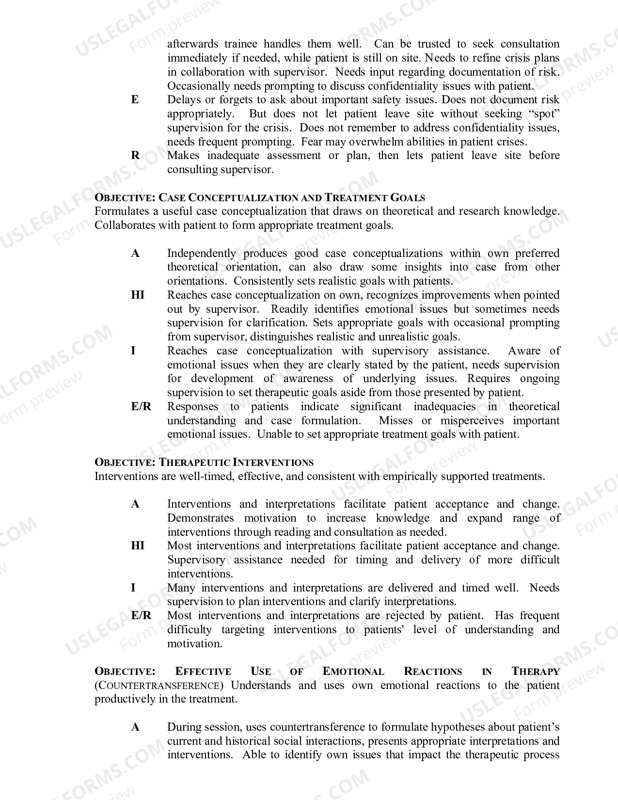 Assessment Form for Psychology Trainee Competency Evaluation | US Legal ...