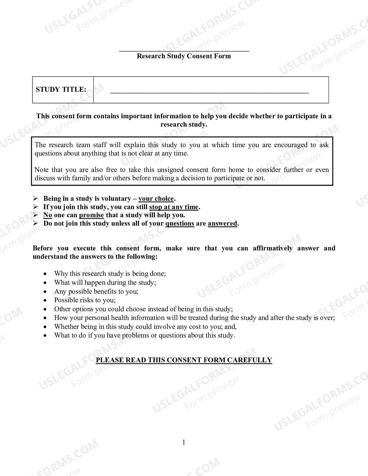 Research Study Consent Form with Assent for Minor Participant | US ...