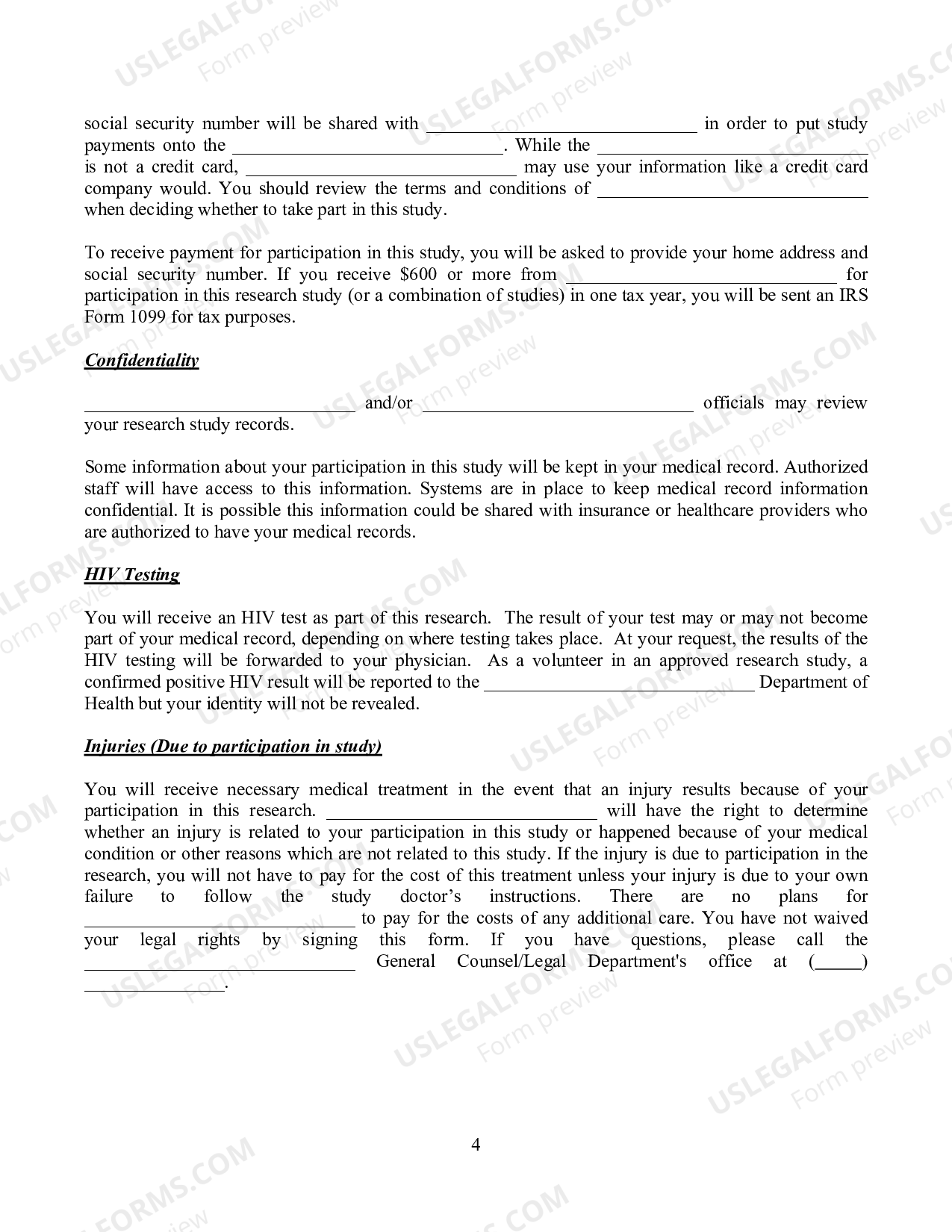 Research Study Consent Form with Assent for Minor Participant | US ...