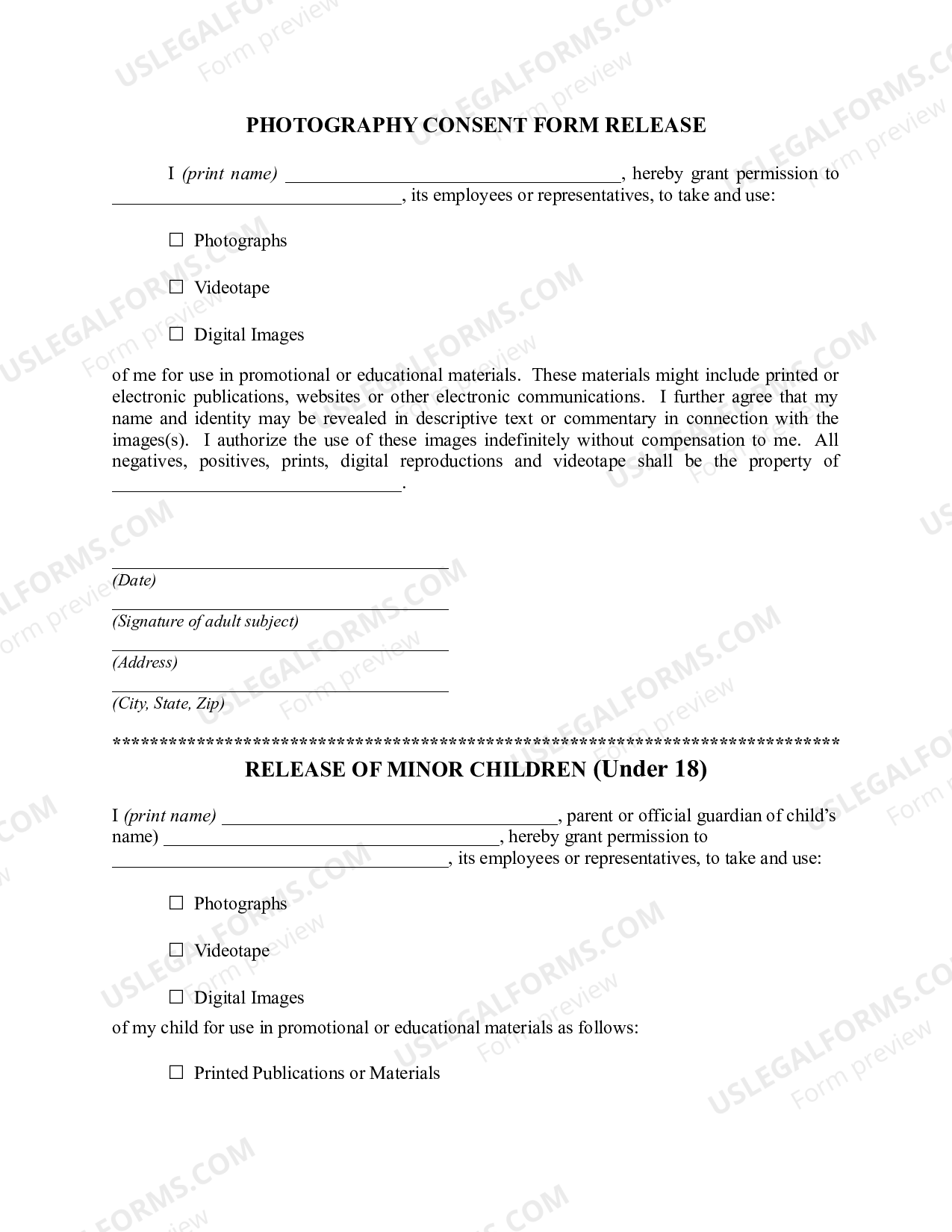 501(c)(1) Non-Profit Charter School Photography Consent | US Legal Forms