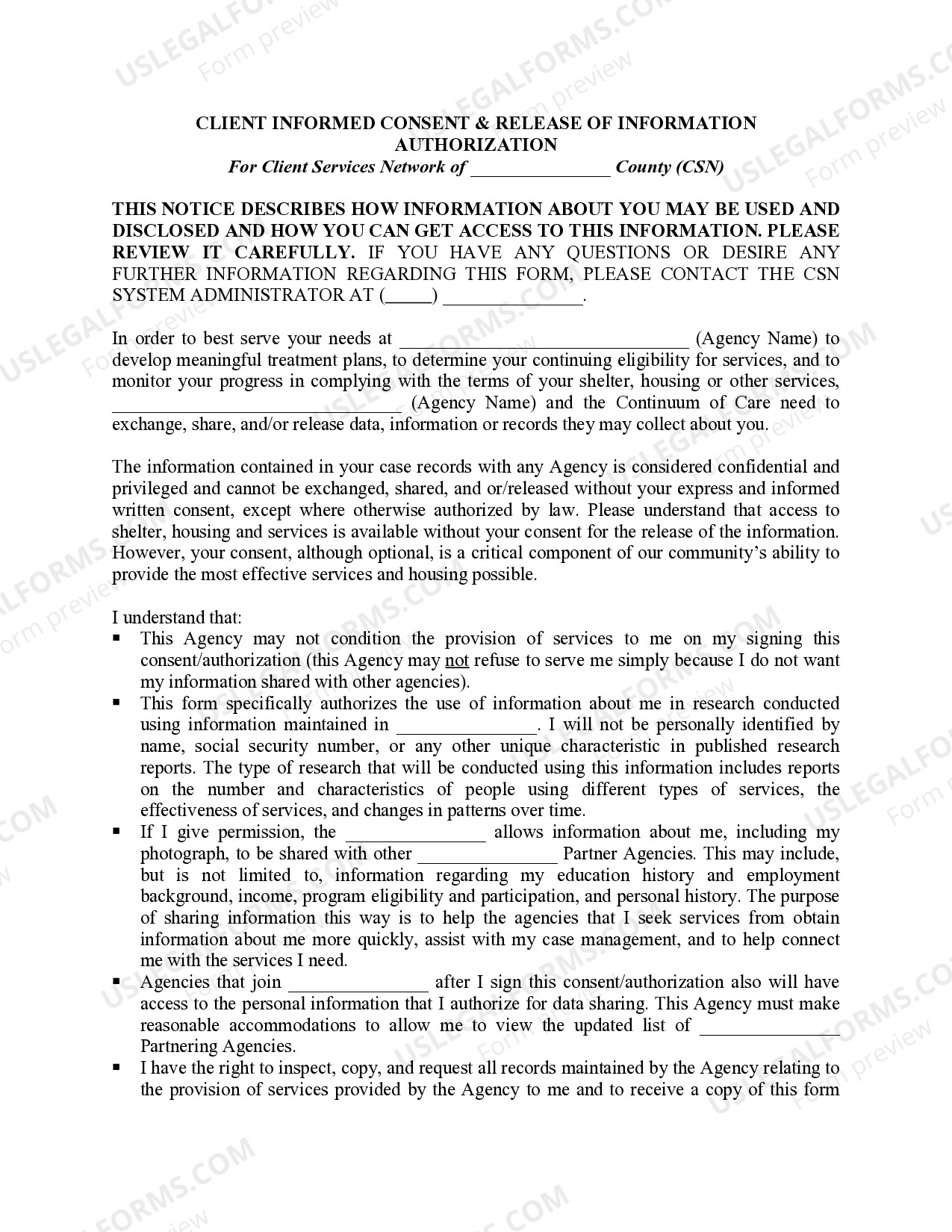 Informed Consent and Authorization for Release of Information for ...