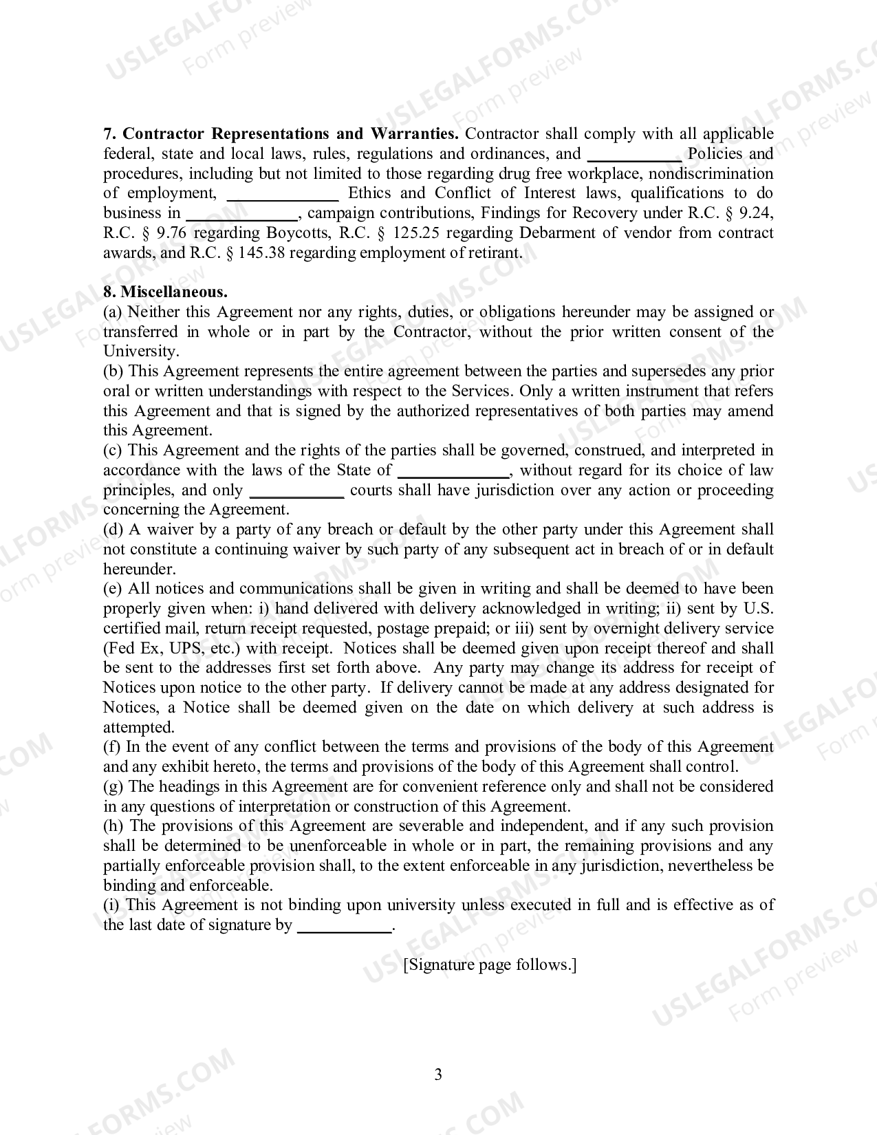 Professional Services Agreement with University | US Legal Forms