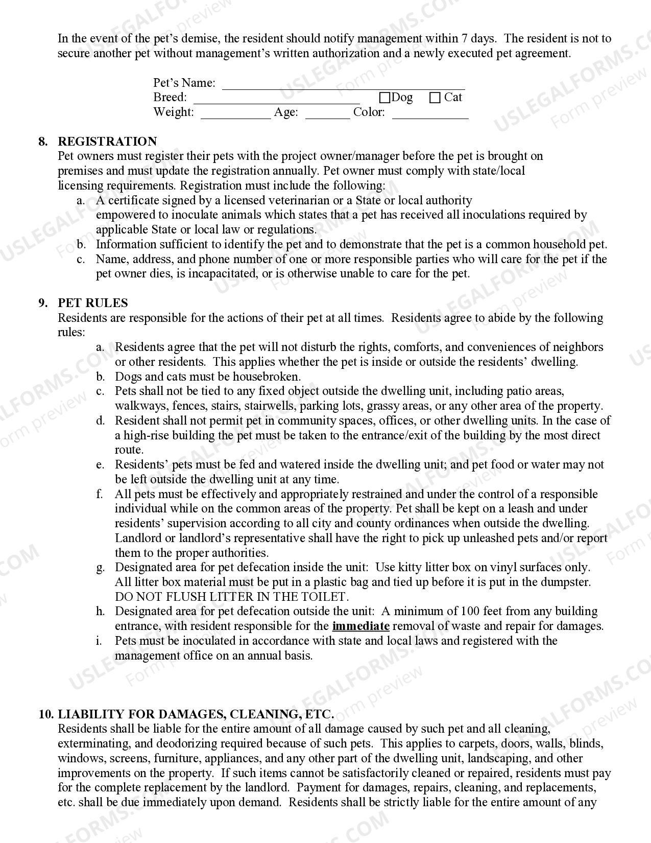 Pet Consent Agreement | US Legal Forms