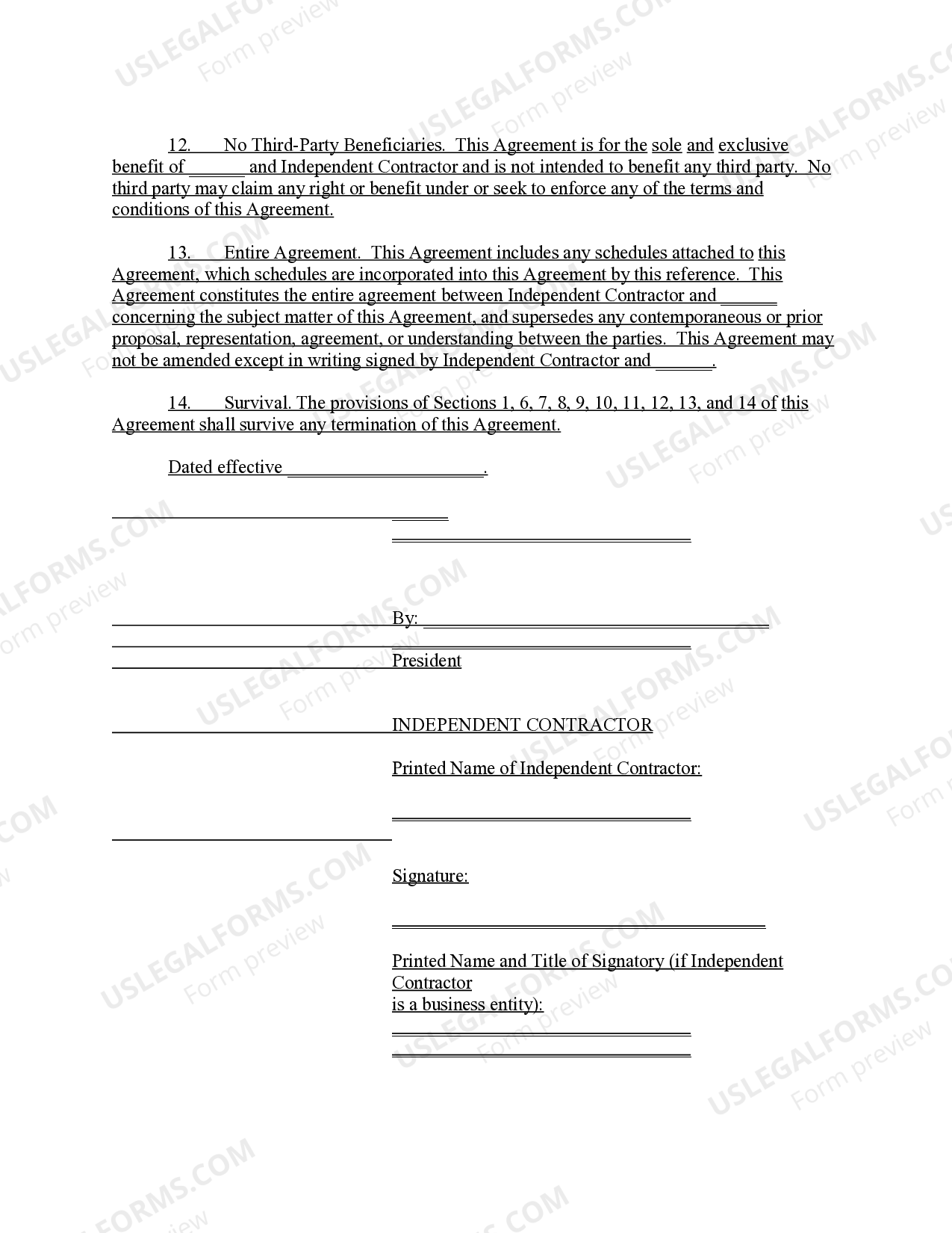 Third Party Independent Contractor Agreement | US Legal Forms