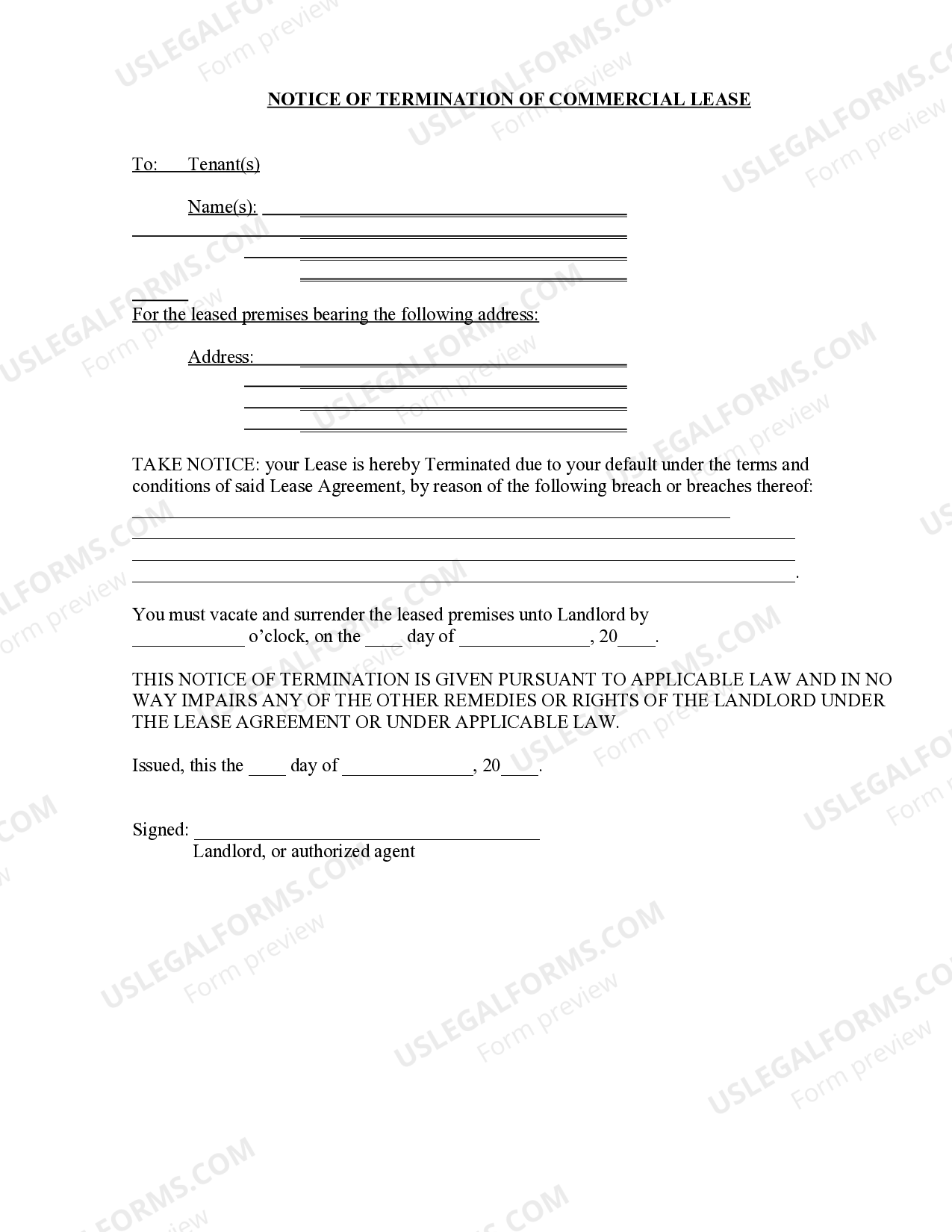 Oregon Notice Of Termination Of Commercial Lease Commerical Lease Oregon Notice Of Termination Of Commercial Lease Commerical Lease