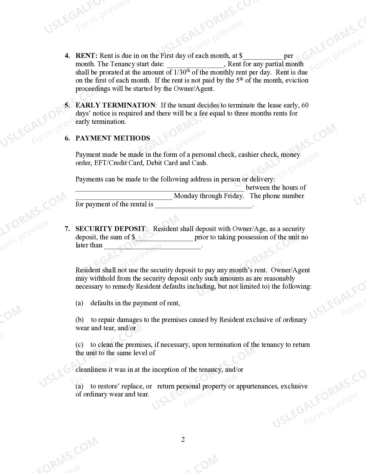 Residential Lease Agreement | US Legal Forms