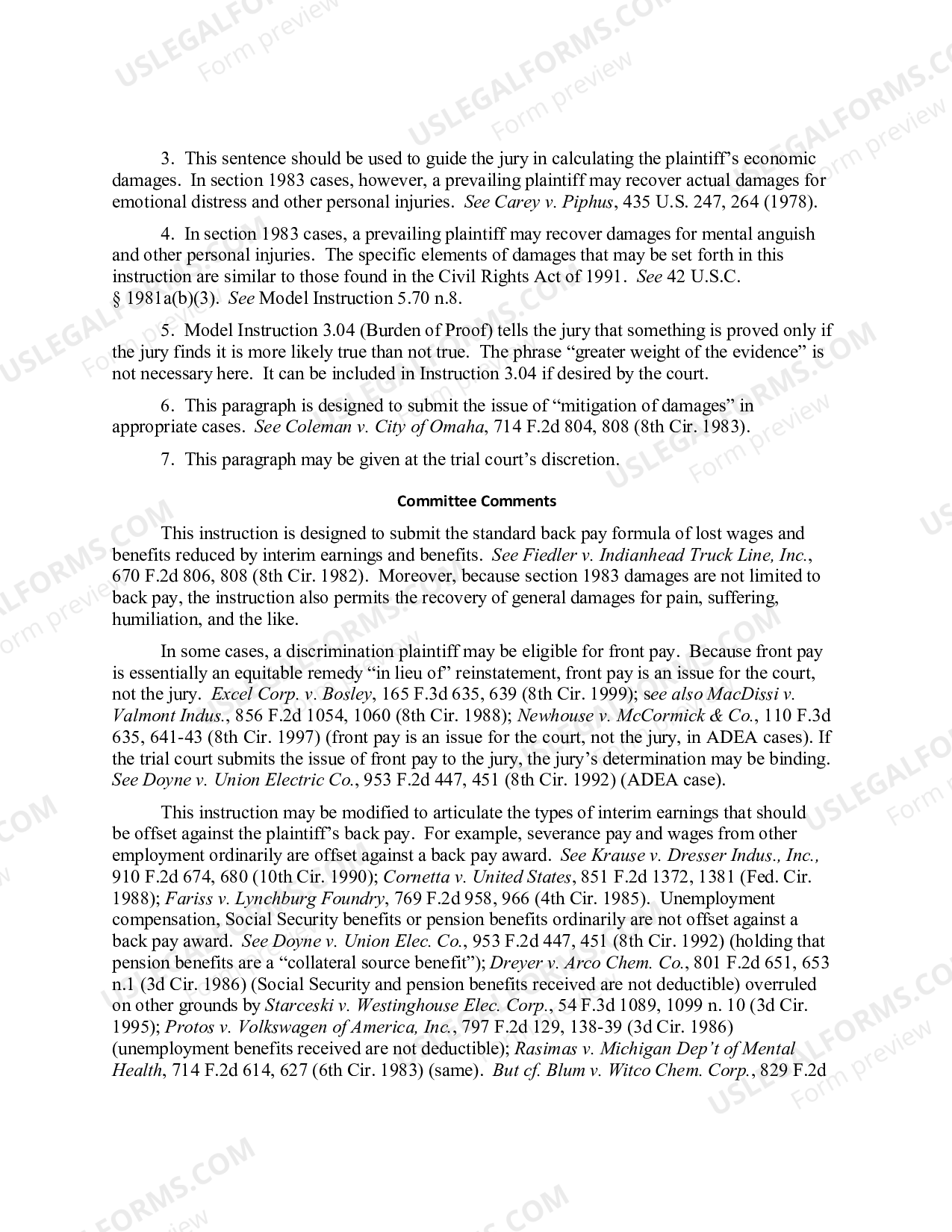 12.70 DAMAGES: ACTUAL (42 U.S.C. Civ. 1983) | US Legal Forms