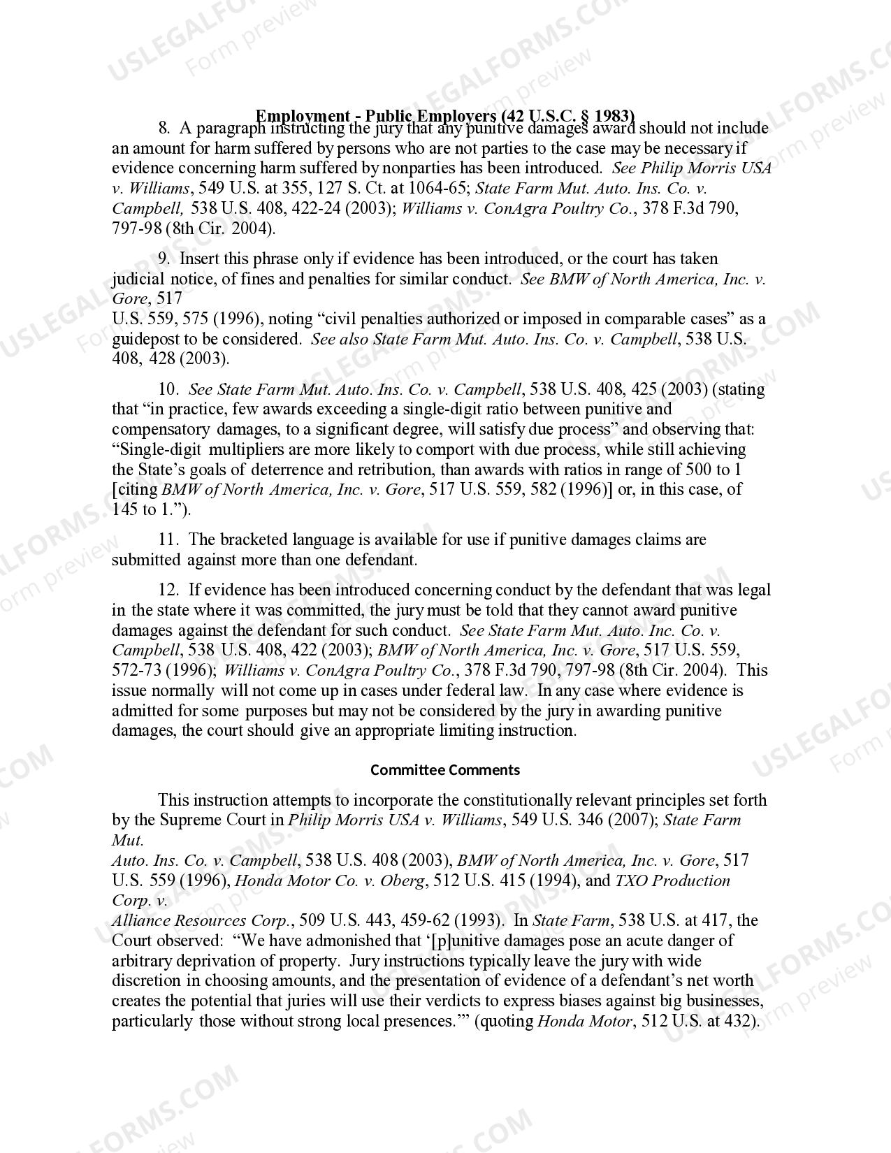 12.72 DAMAGES: PUNITIVE (42 U.S.C. Civ. 1983) | US Legal Forms