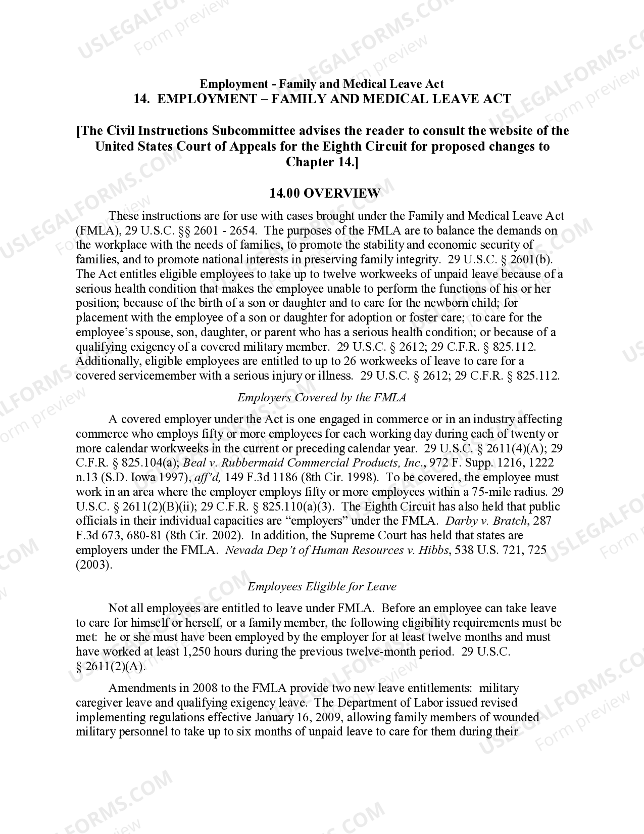 14.00 Employment Family and Medical Leave Act Overview | US Legal Forms