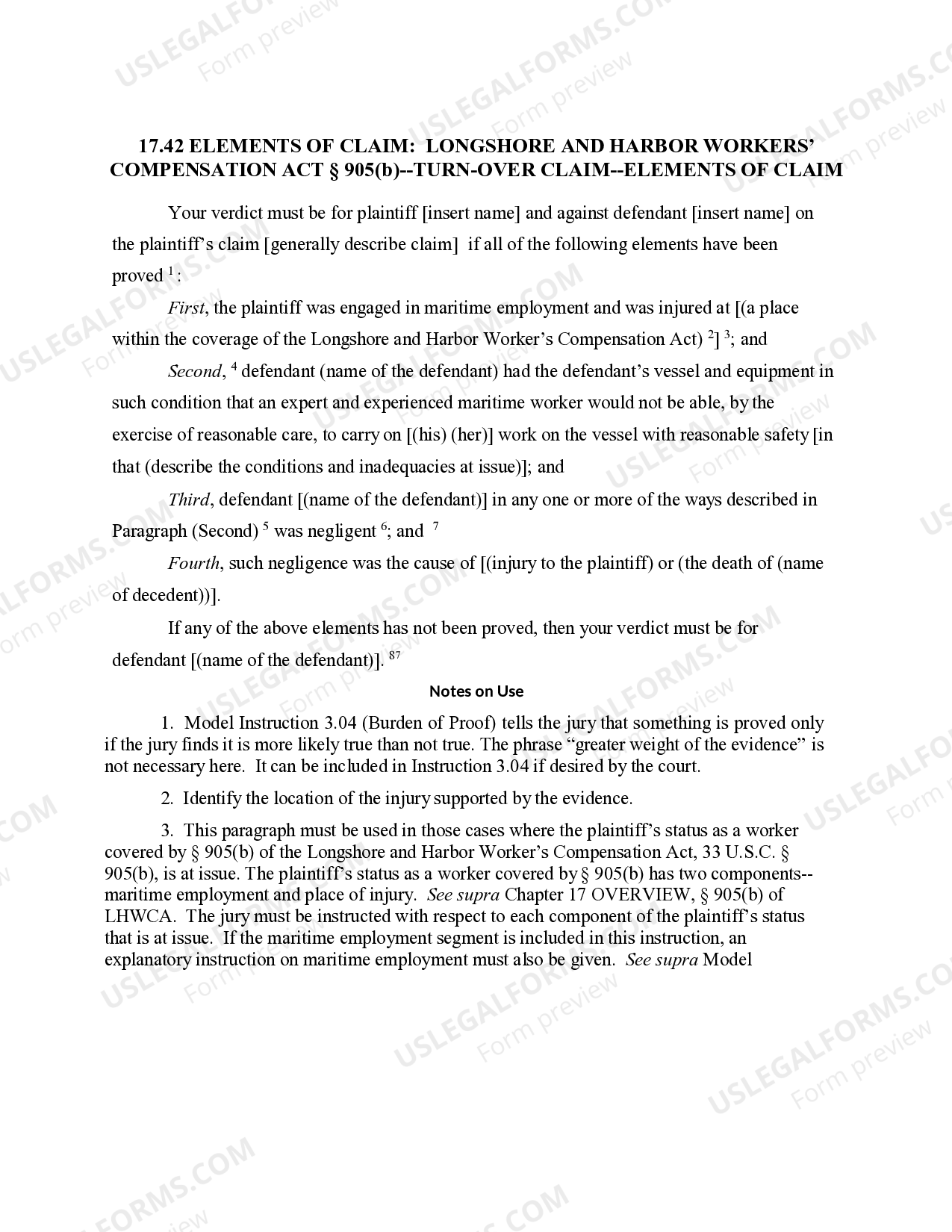 17.42 ELEMENTS OF CLAIM: LONGSHORE AND HARBOR WORKERS' COMPENSATION ACT ...