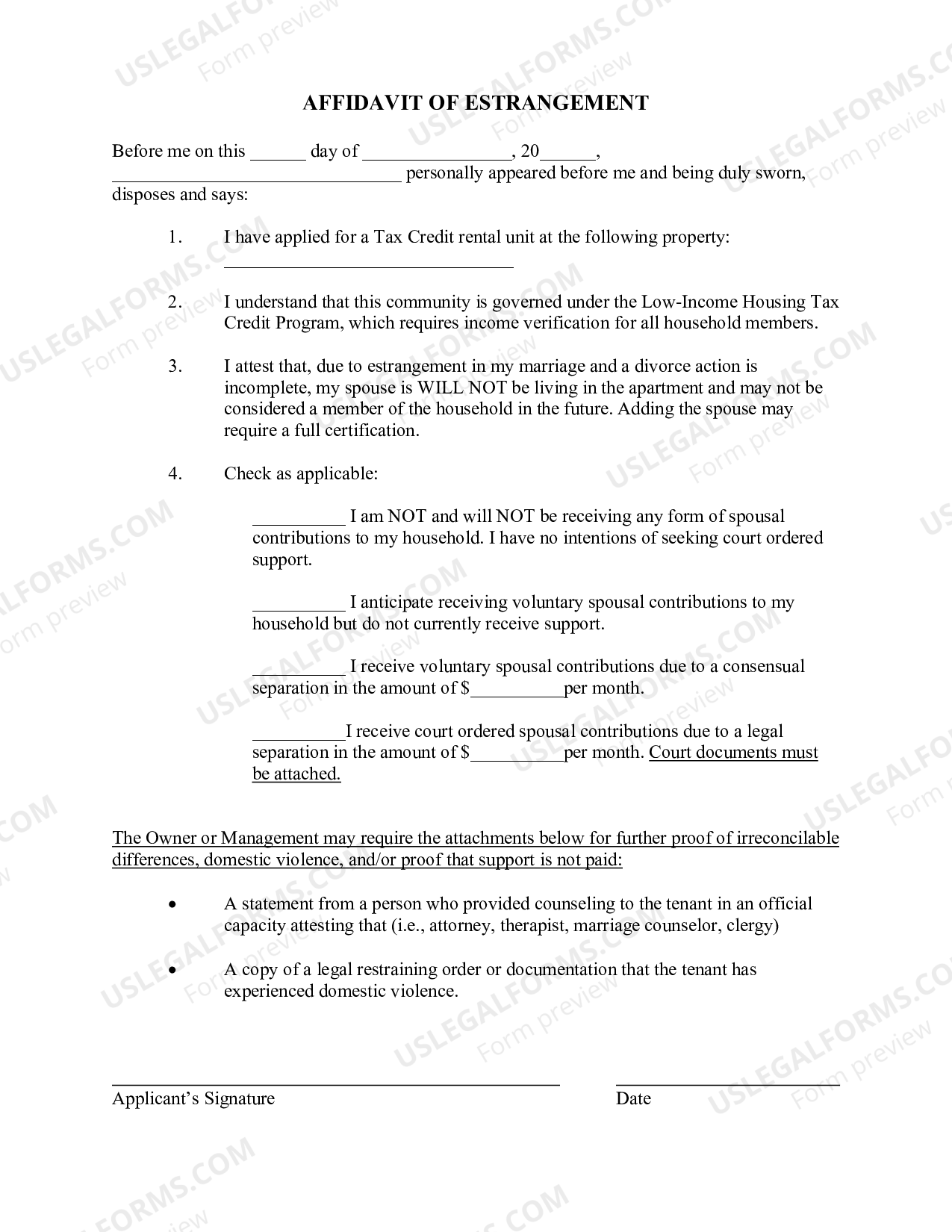 Affidavit of Estrangement | US Legal Forms