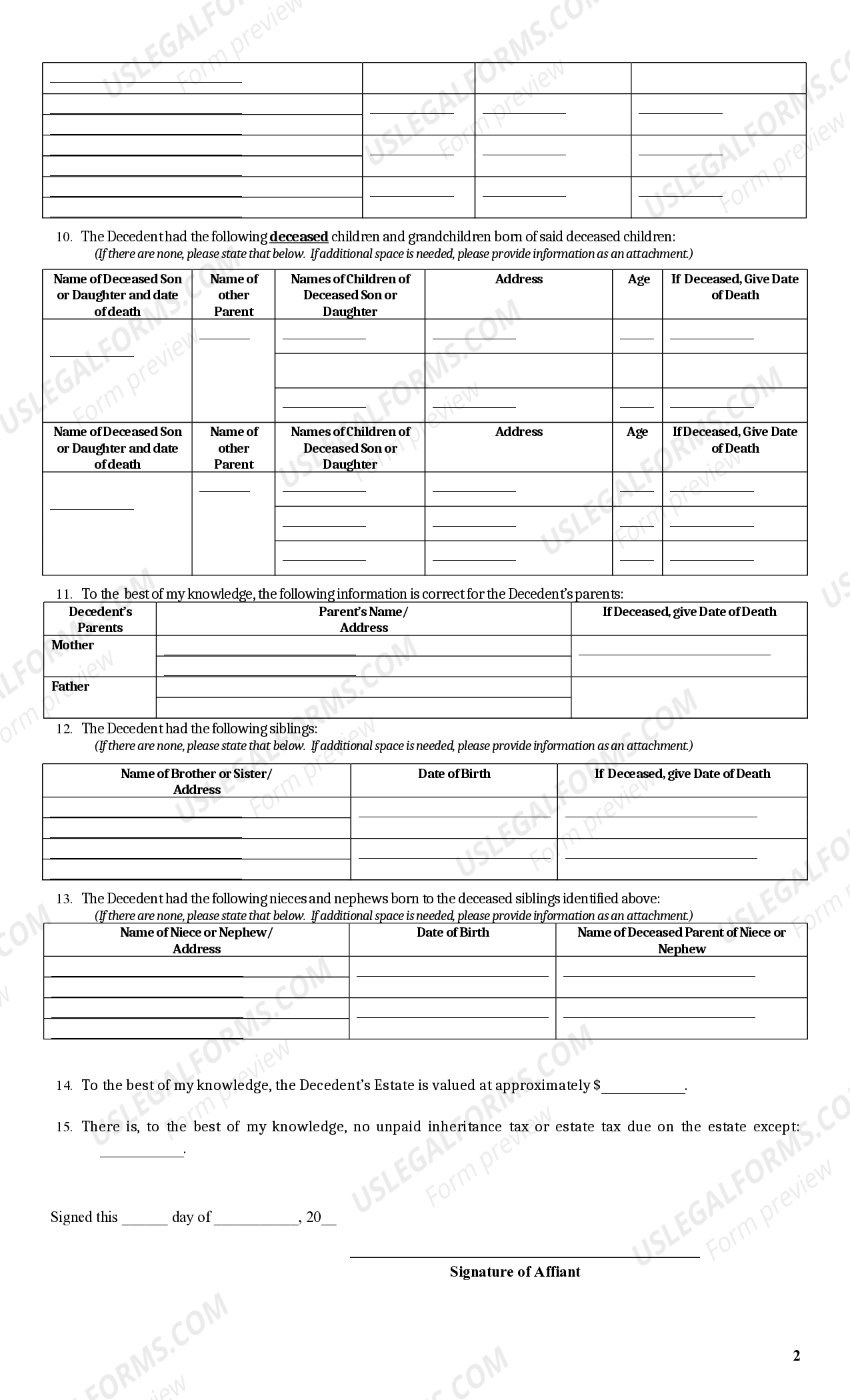 Affidavit of Death and Heirship | US Legal Forms