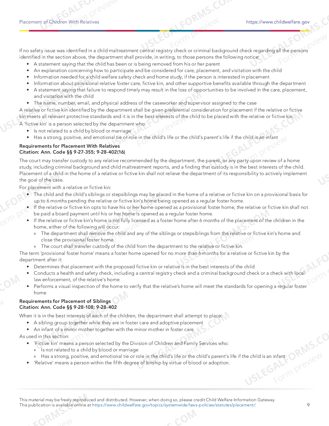 Placement of Children With Relatives | US Legal Forms