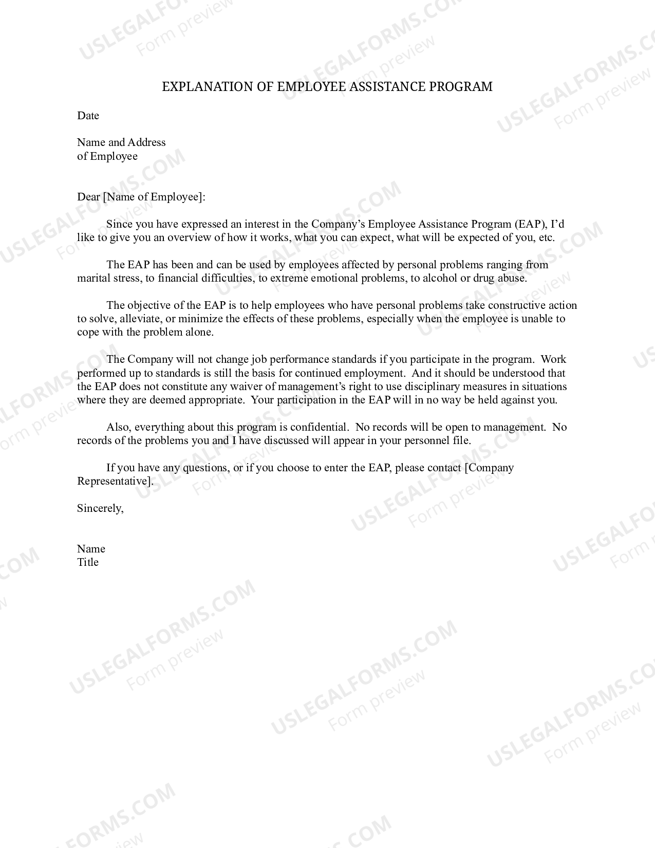 Texas Explanation of Employee Assistance Program | US Legal Forms