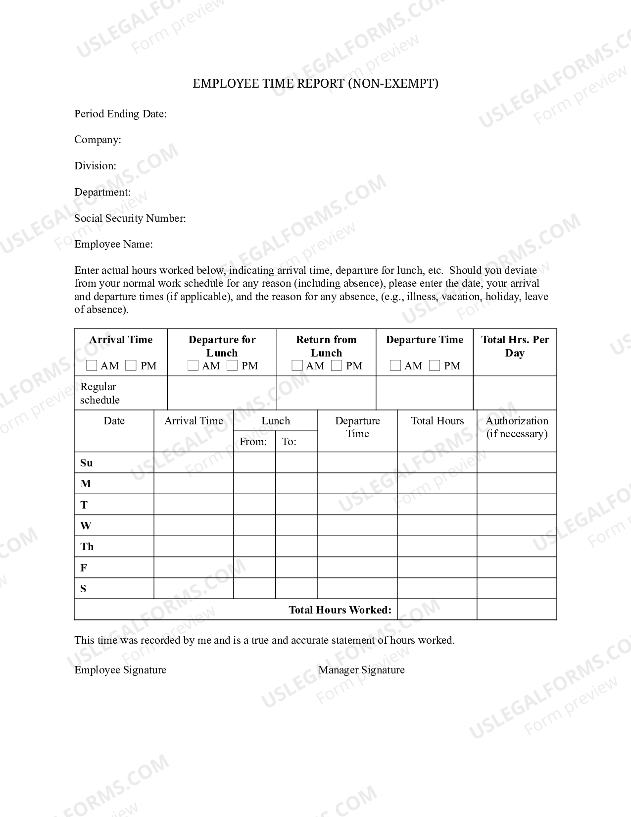 Massachusetts Employee Time Report (Nonexempt) - Exempt Vs Non Exempt ...