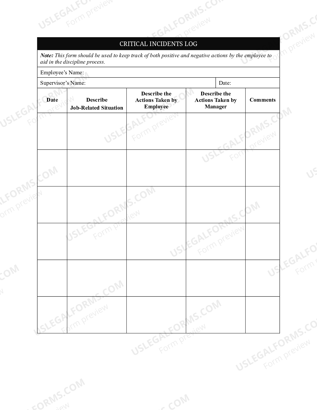 Kansas Critical Incidents Log | US Legal Forms