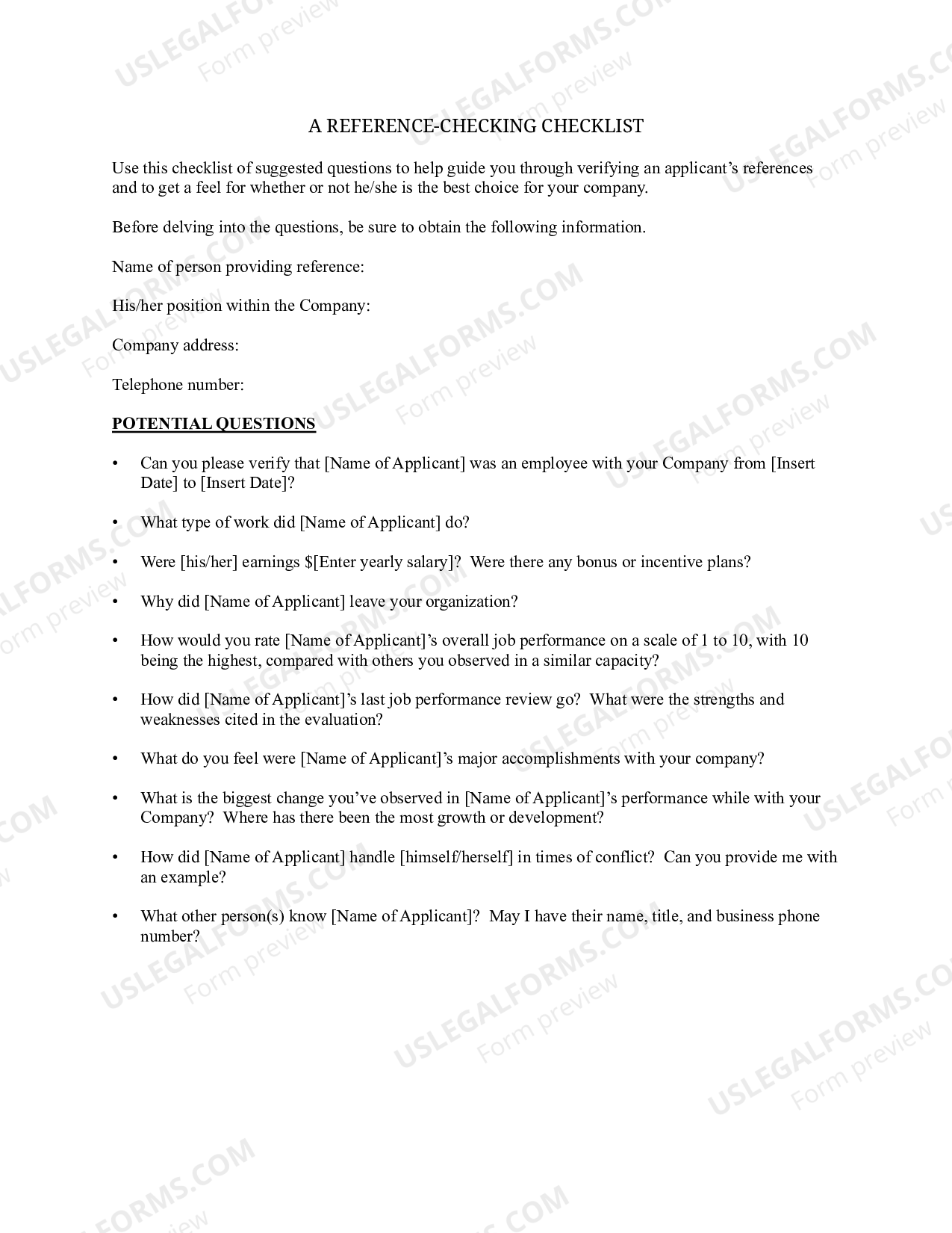 Rhode Island A Reference Checking Checklist - Reference Check Checklist ...