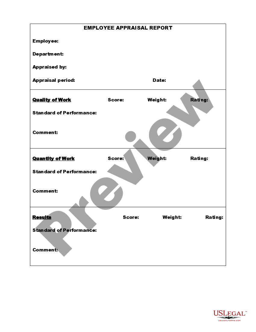 New Hampshire Employee Appraisal Report Staff Appraisal Report US Legal Forms