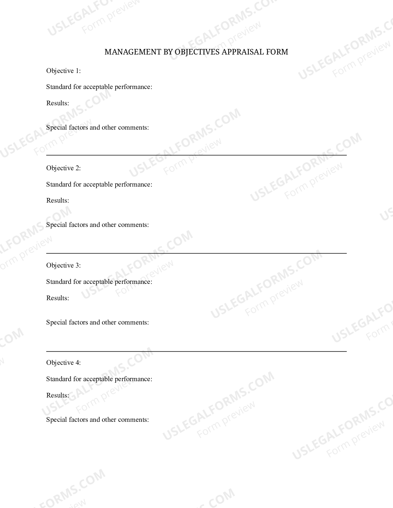 Puerto Rico Management by Objectives Appraisal Form - Mbo Performance ...