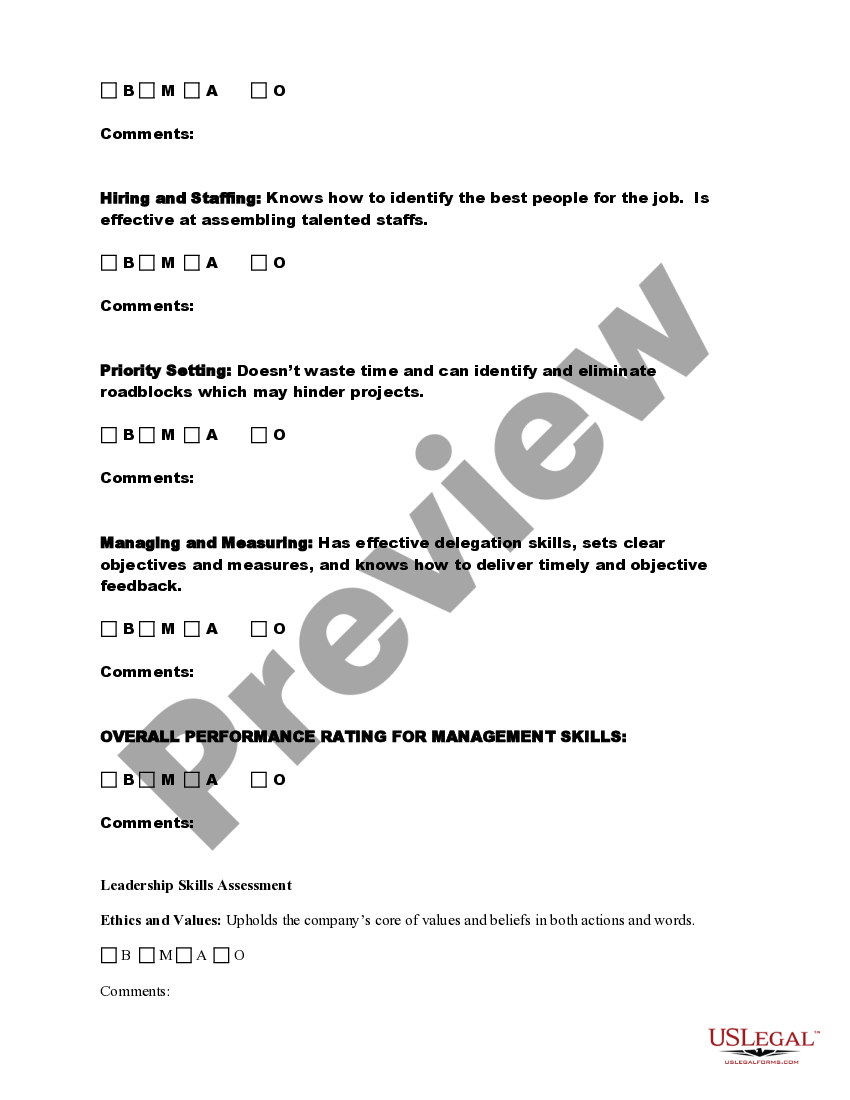 Idaho Manager Performance Review US Legal Forms