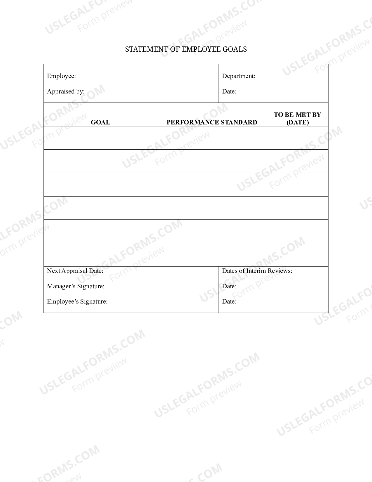 Alaska Statement of Employee Goals - Examples Of Work Goals | US Legal ...