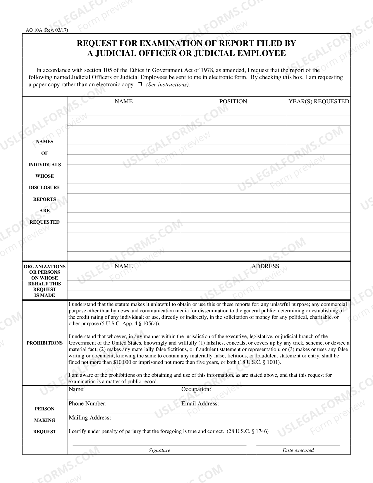 Financial Disclosure Report Request | US Legal Forms