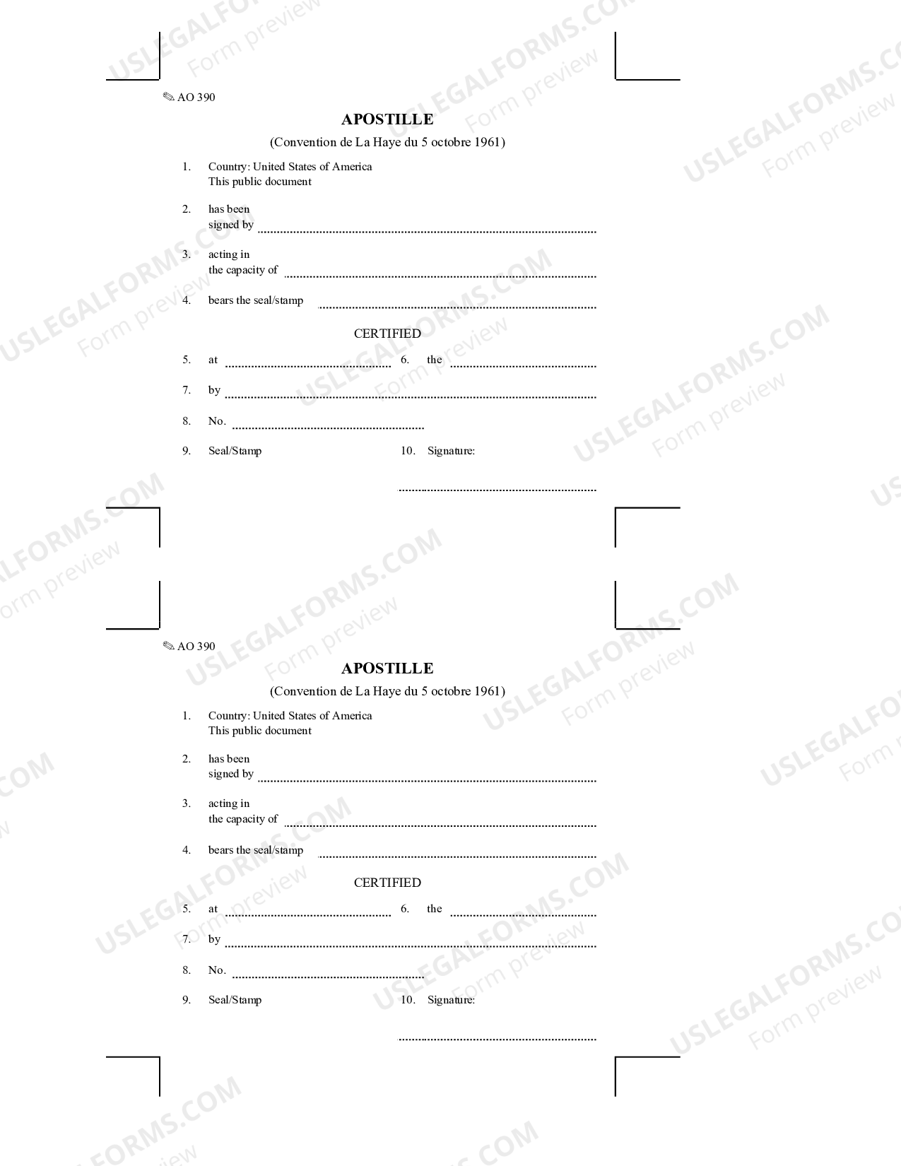 Apostille (Convention de La Haye, 5 Octobre 1961) | US Legal Forms