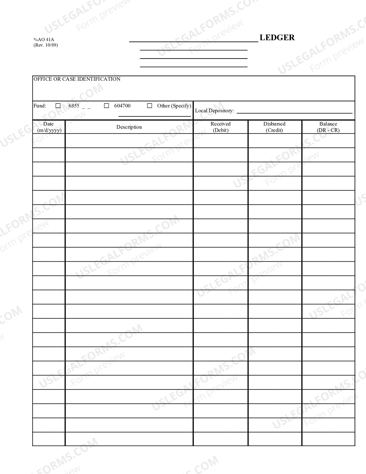 Ledger | US Legal Forms
