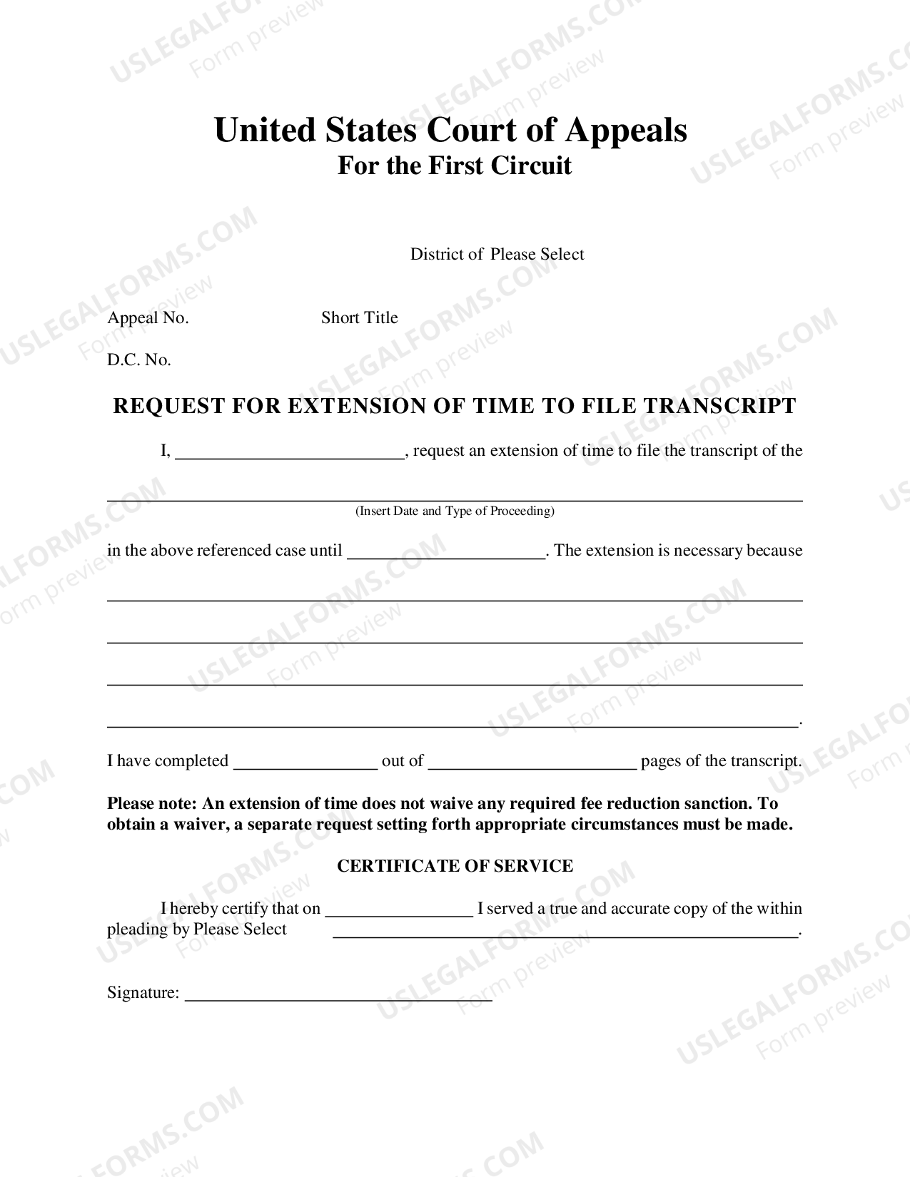 Court Reporter Extension Form | US Legal Forms