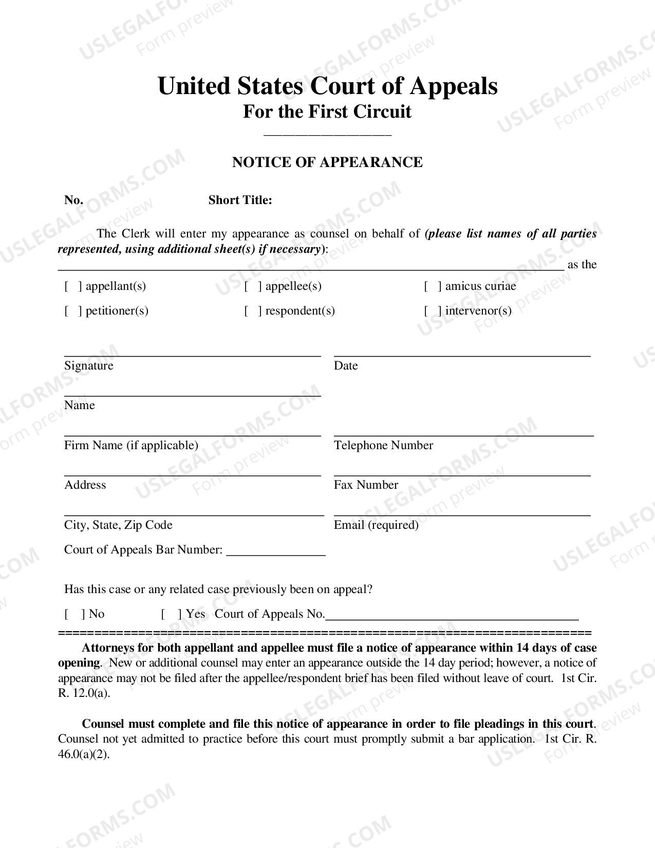 Appearance Form | US Legal Forms