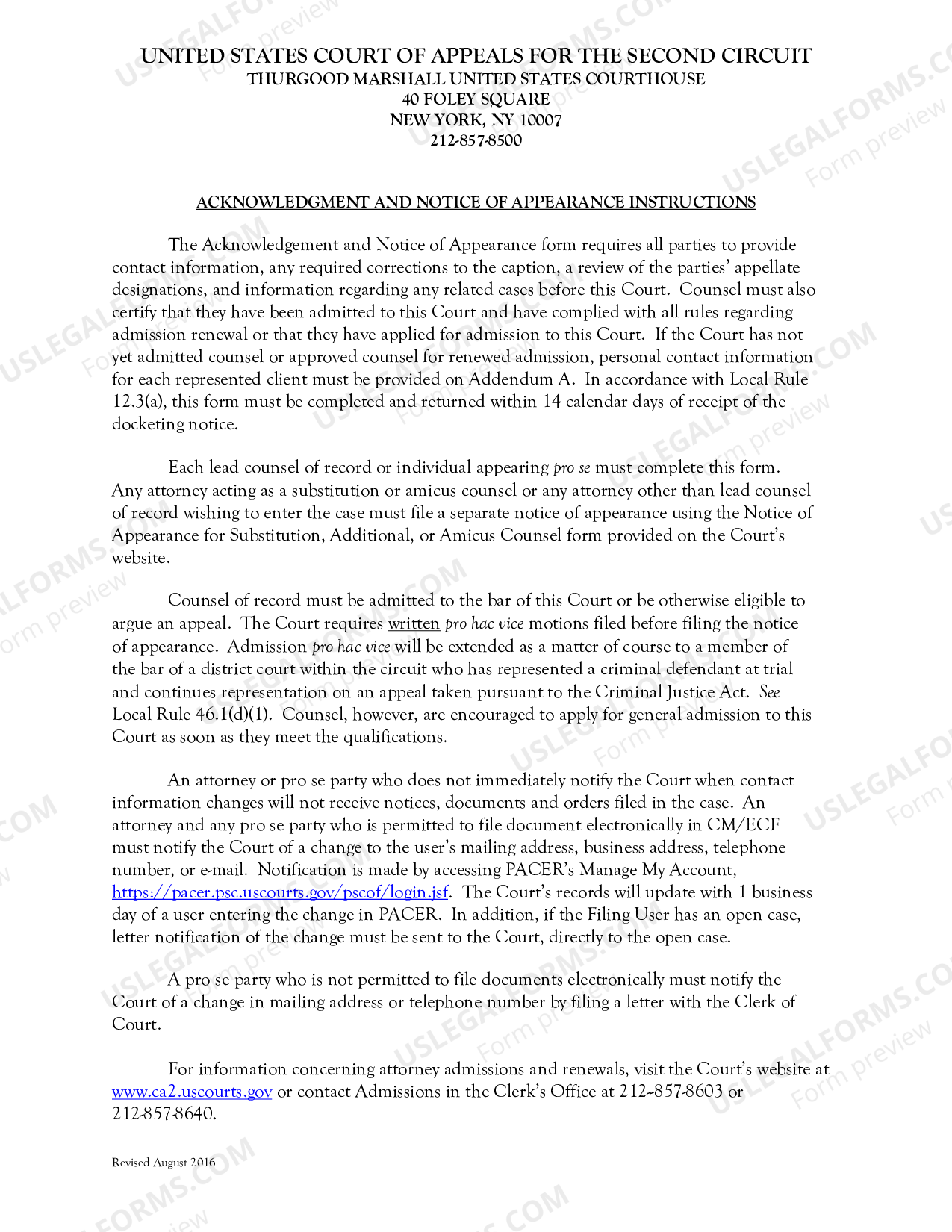 Aknowledgment and Notice of Appearance | US Legal Forms