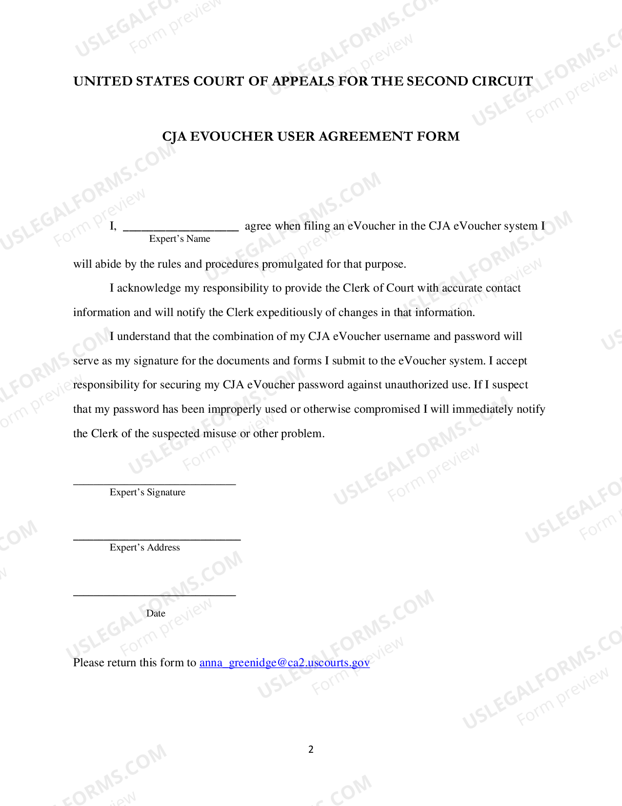 CJA eVoucher Expert Agreement Form | US Legal Forms