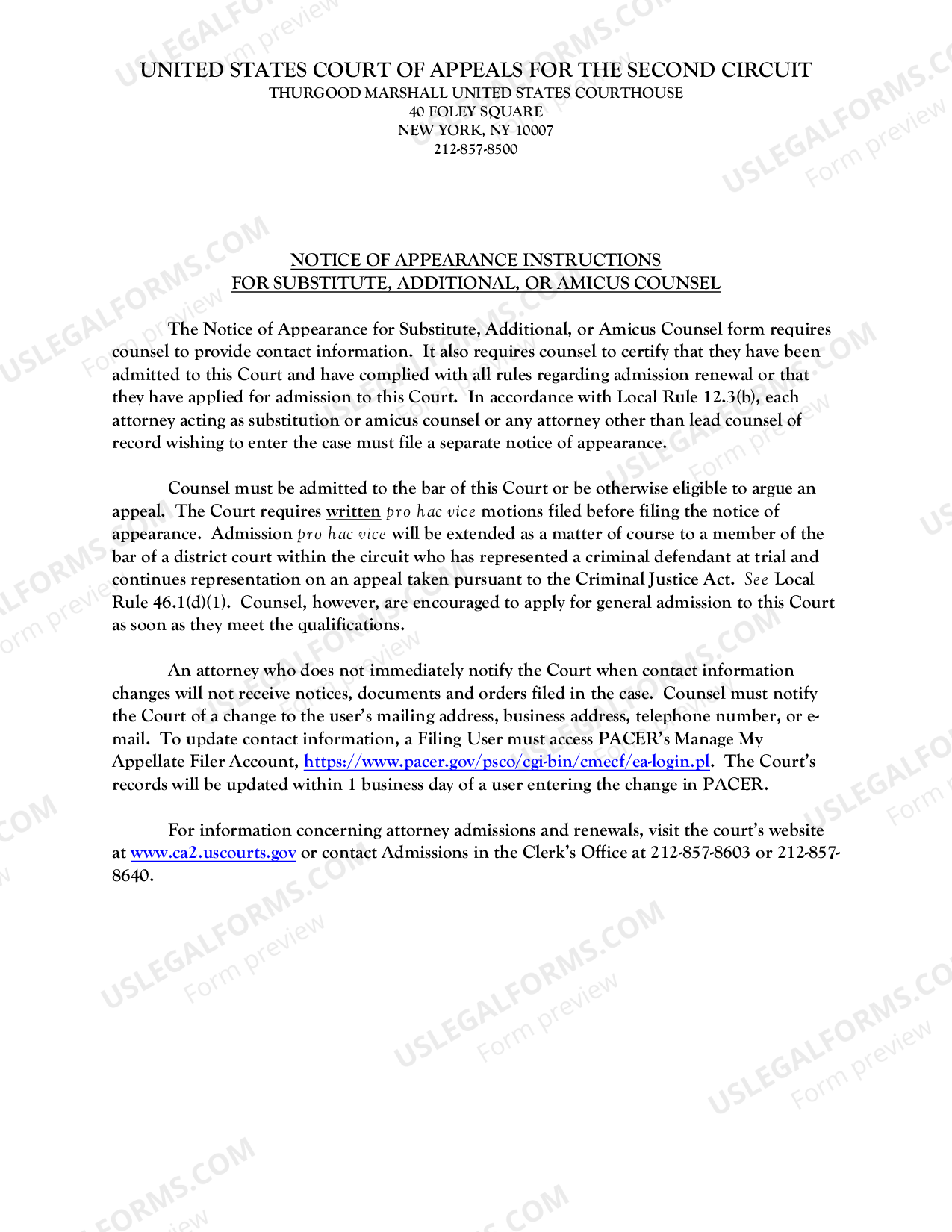 Notice of appearance instructions for substitute, additional,or amicus ...