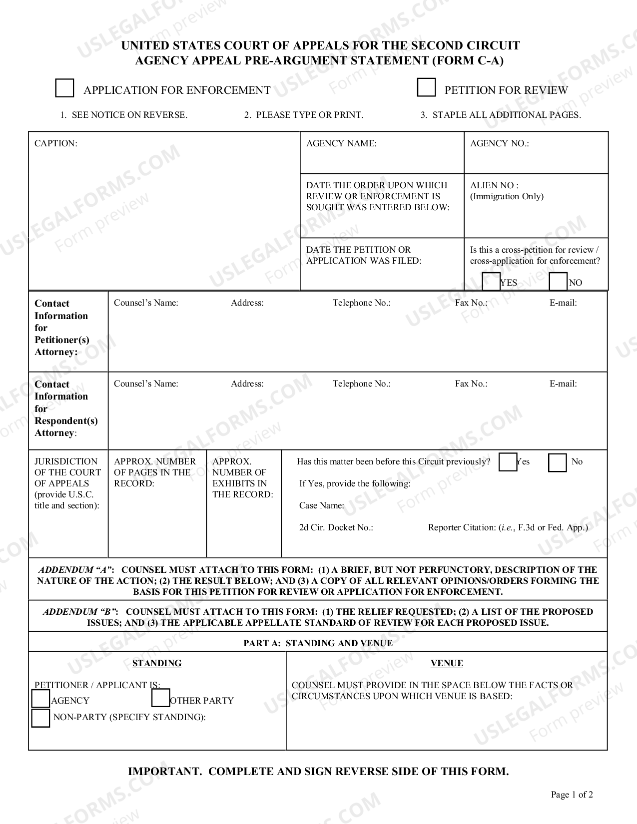 Form C-A Agency appeal pre-argument statement | US Legal Forms