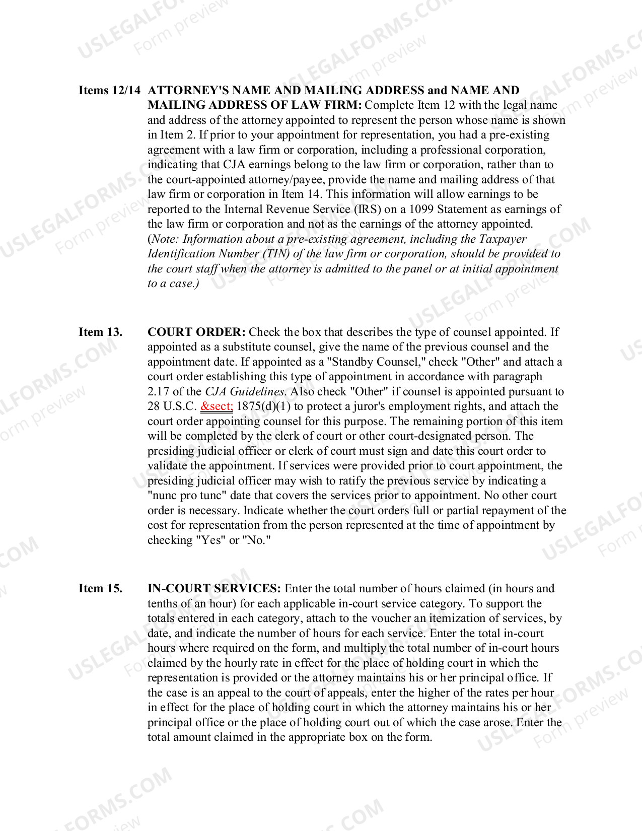 CJA Form 20 Instructions | US Legal Forms