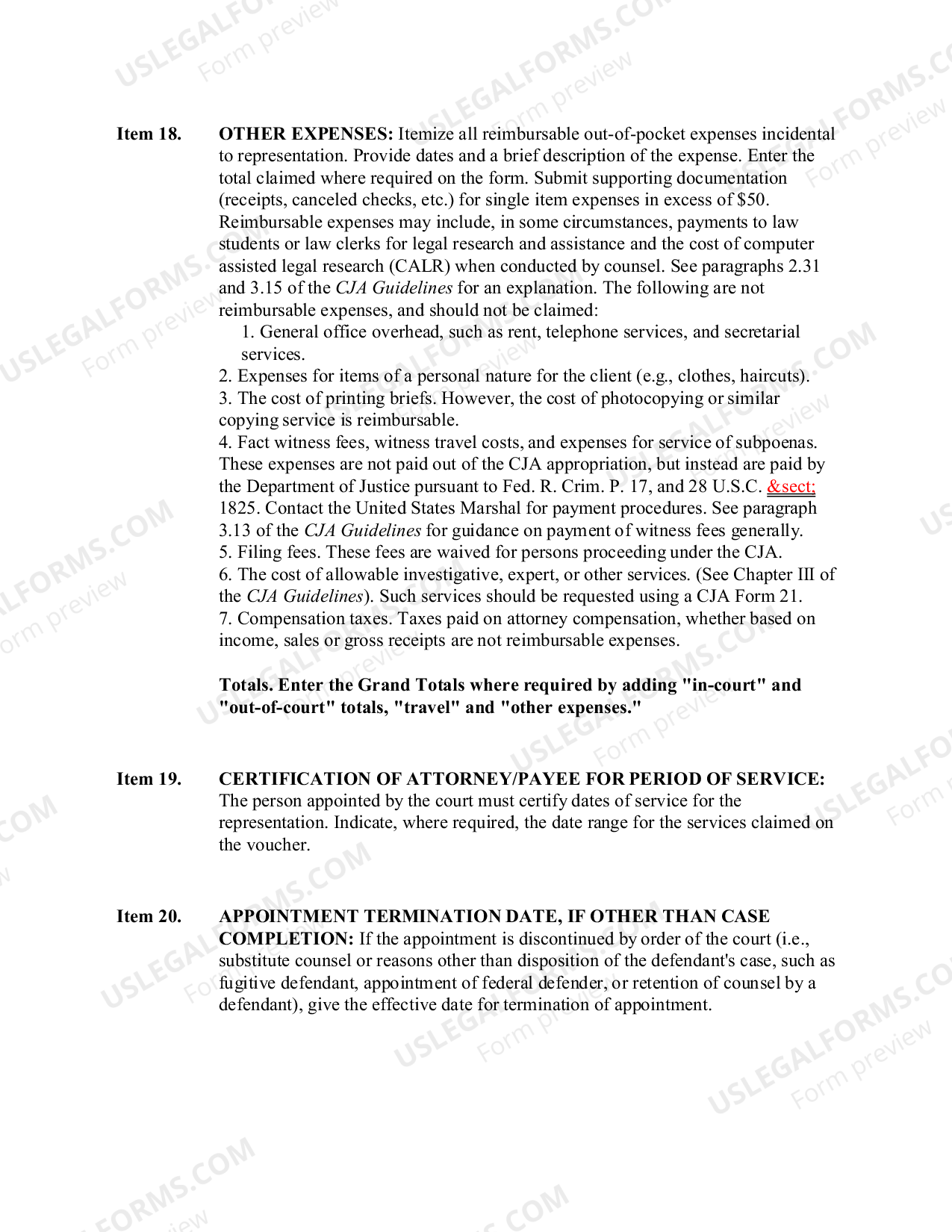 CJA Form 20 Instructions | US Legal Forms