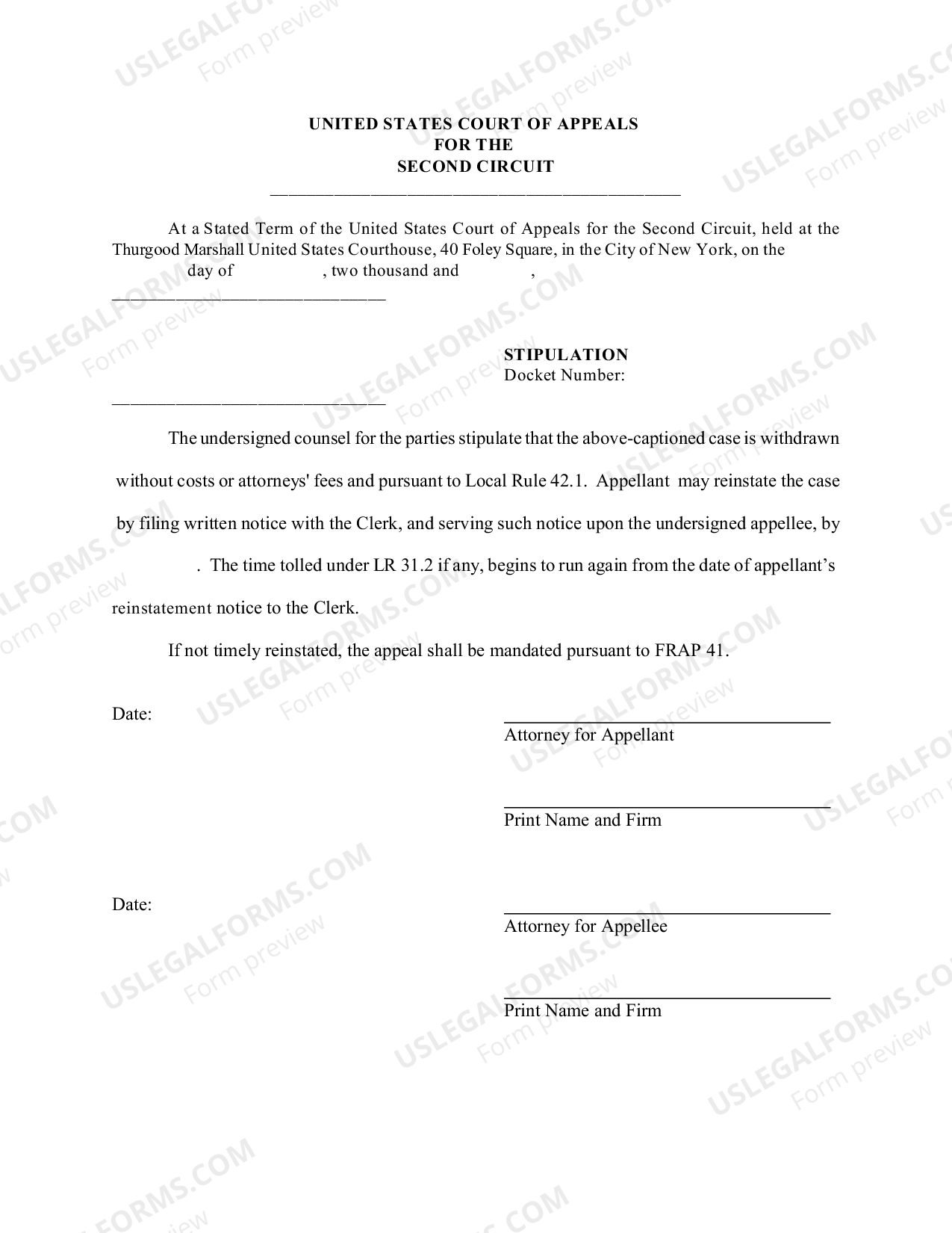 LR 42.1 Stipulation without prejudice - civil cases | US Legal Forms