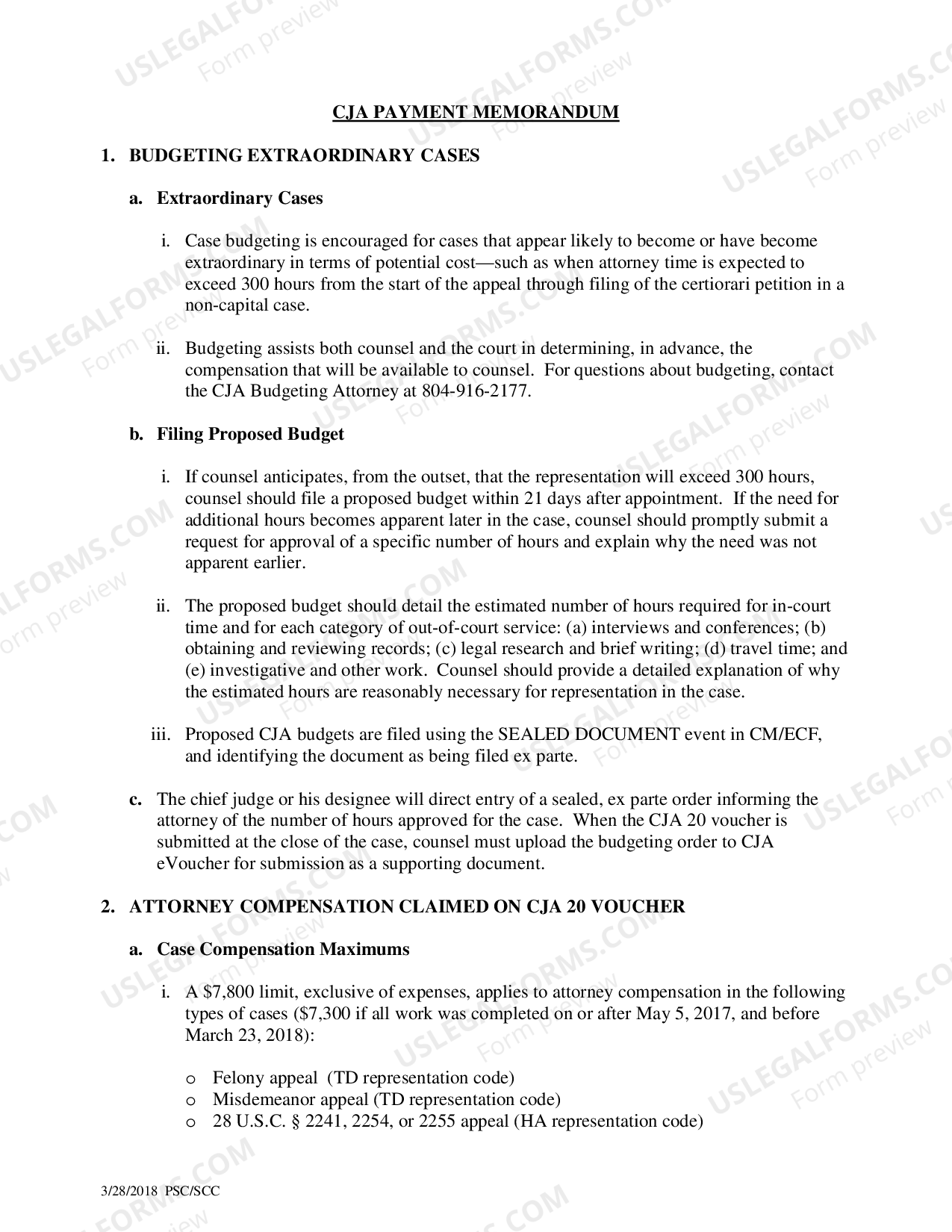 CJA 20 Payment Memo | US Legal Forms