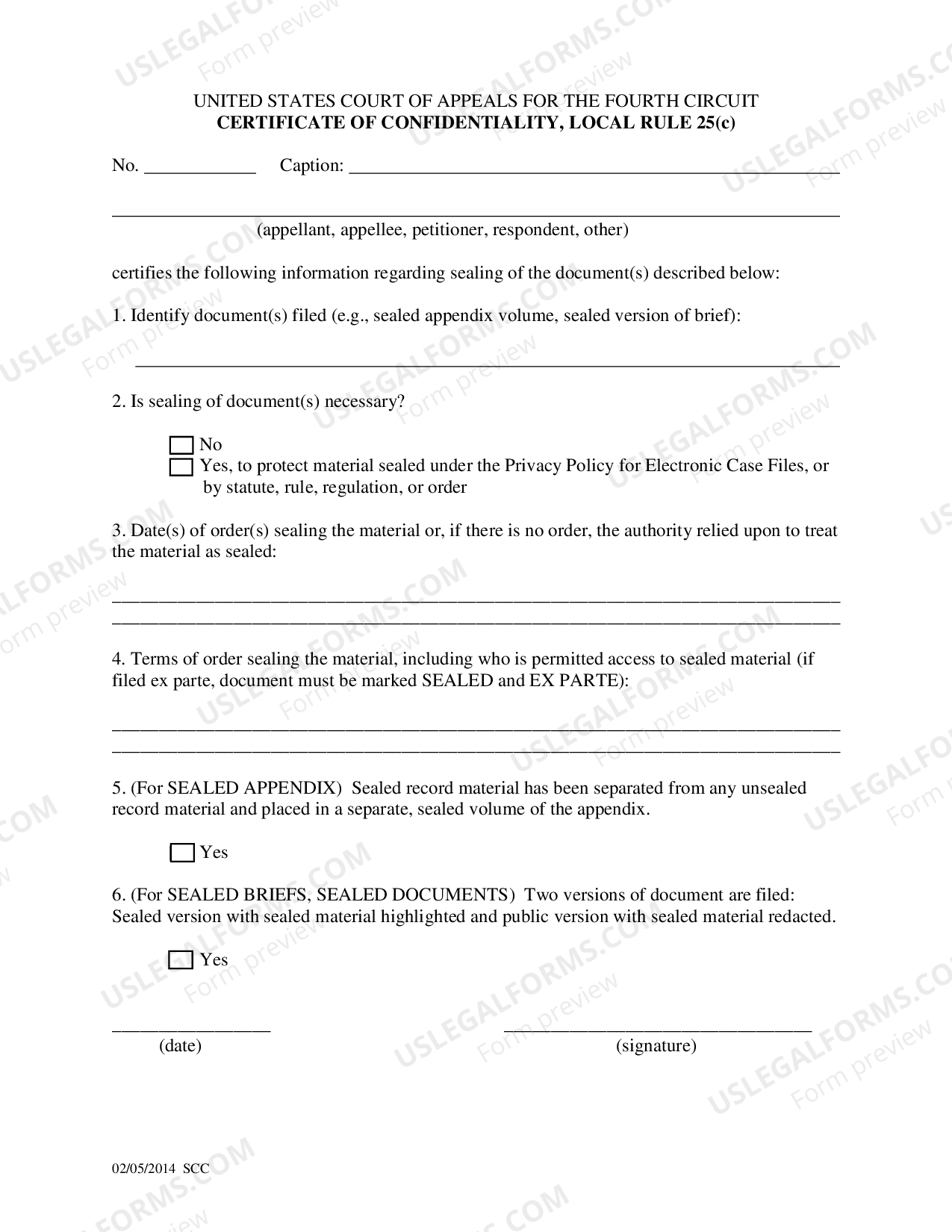 Certificate of Confidentiality | US Legal Forms