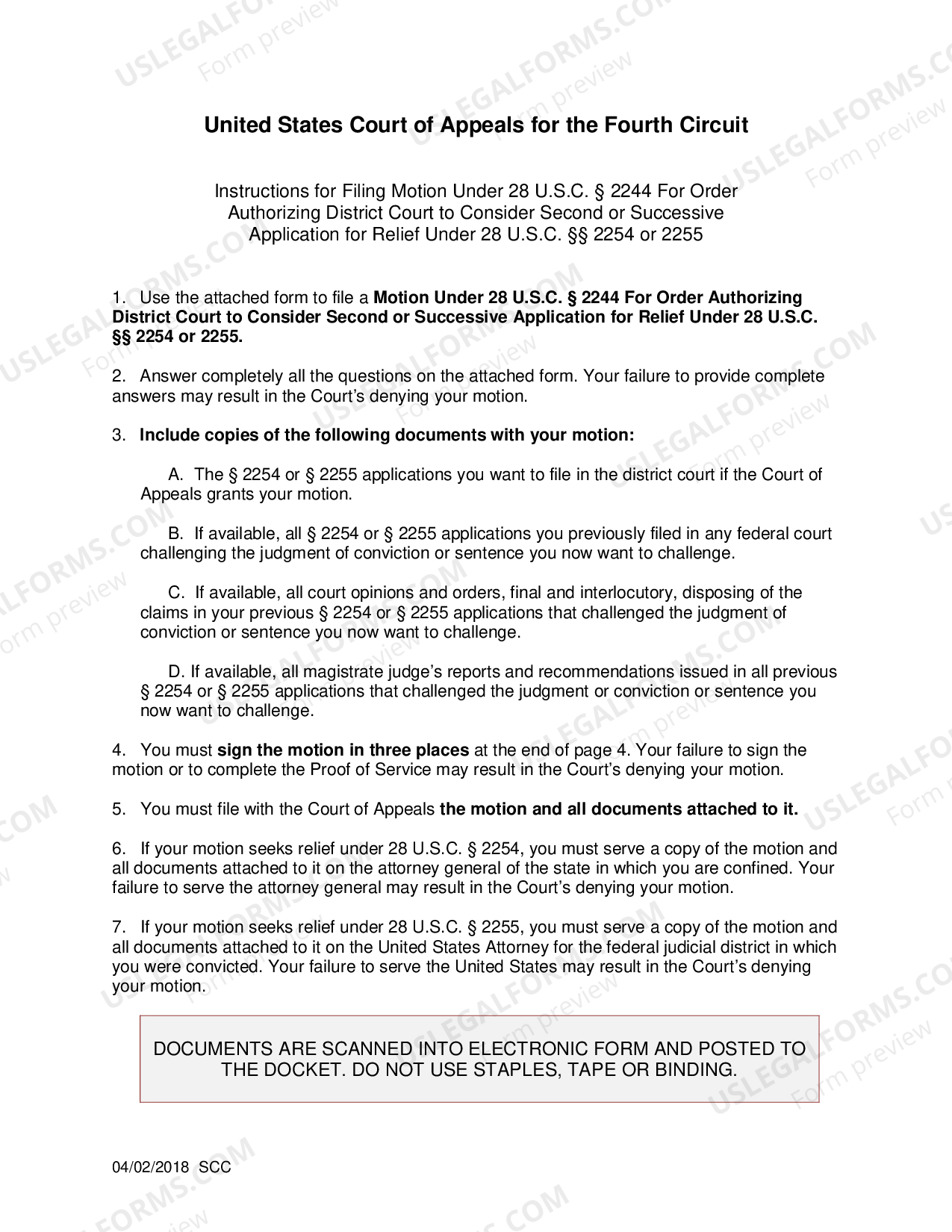 Motion for Authorization to File Successive Application (Sec. 2244) | US Legal Forms