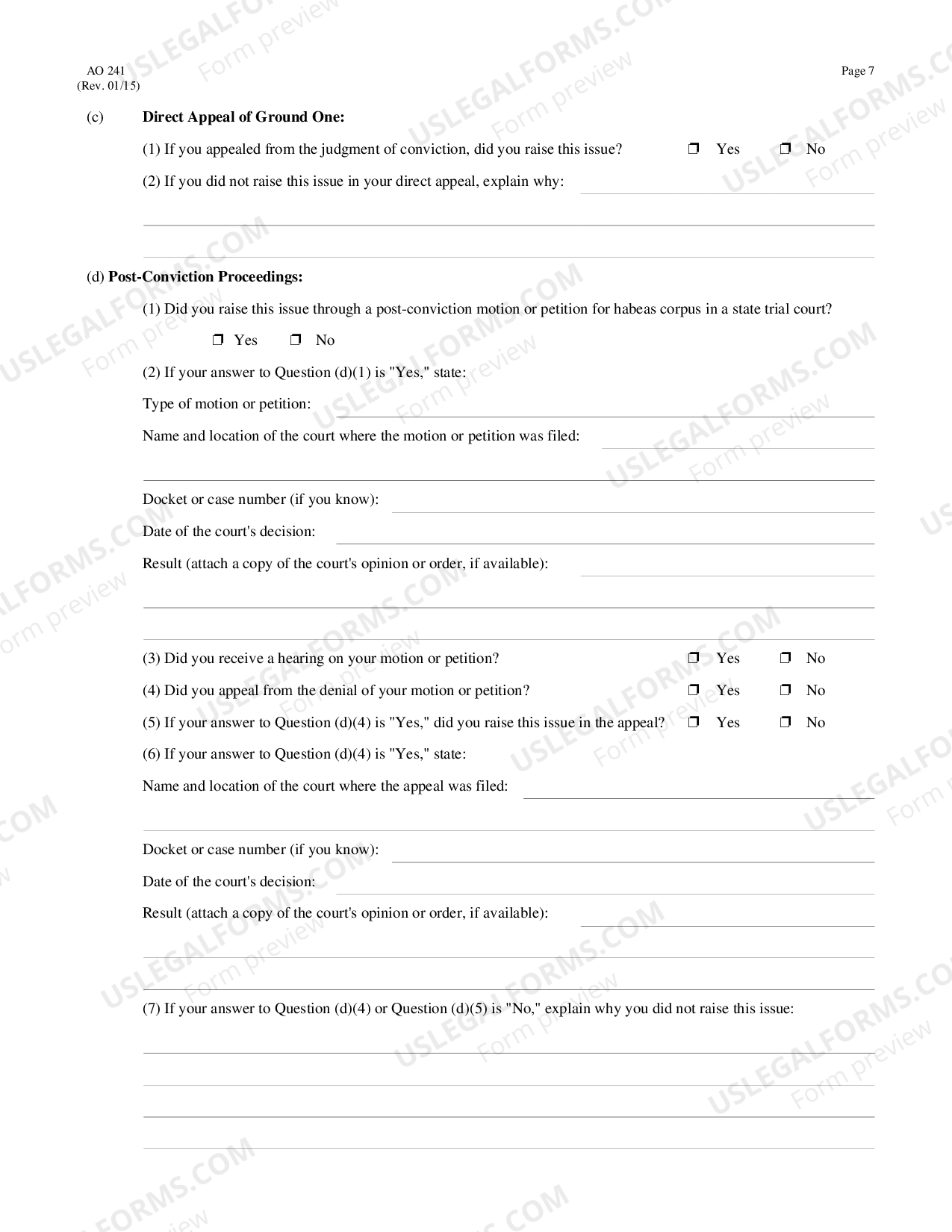 Petition for Writ of Habeas Corpus (Sec. 2254) | US Legal Forms