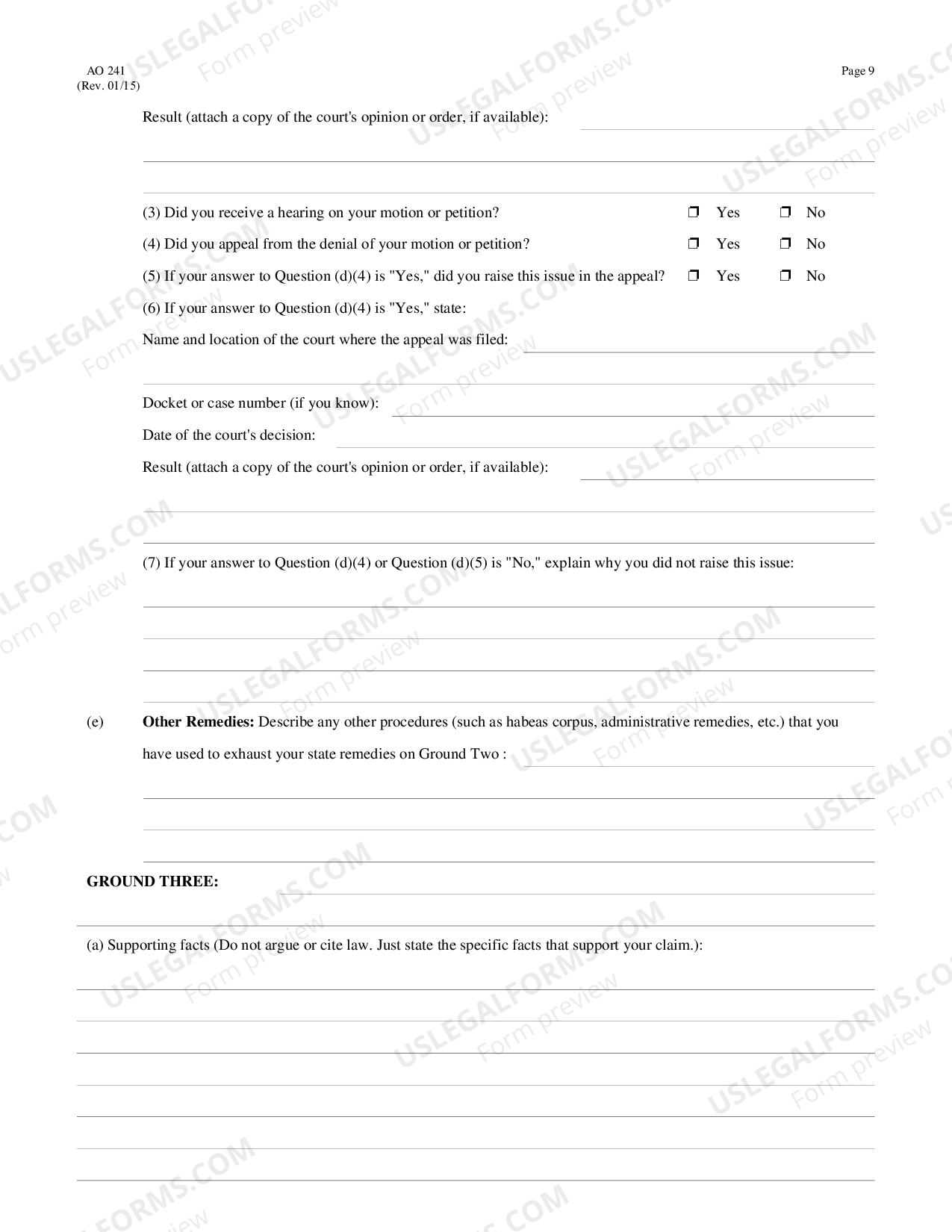 Petition for Writ of Habeas Corpus (Sec. 2254) | US Legal Forms