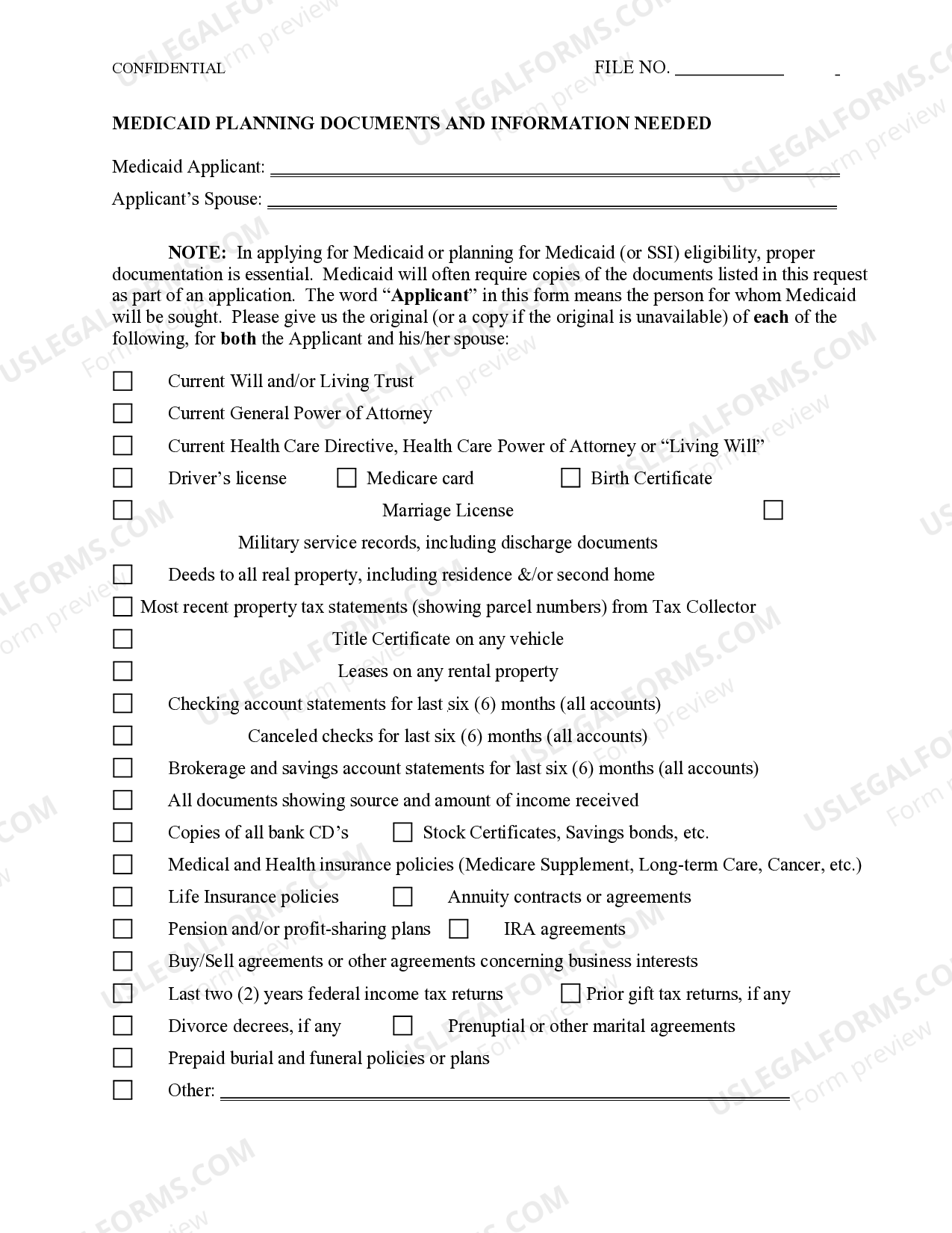 Request for Medicaid Planning Documents and Information | US Legal Forms