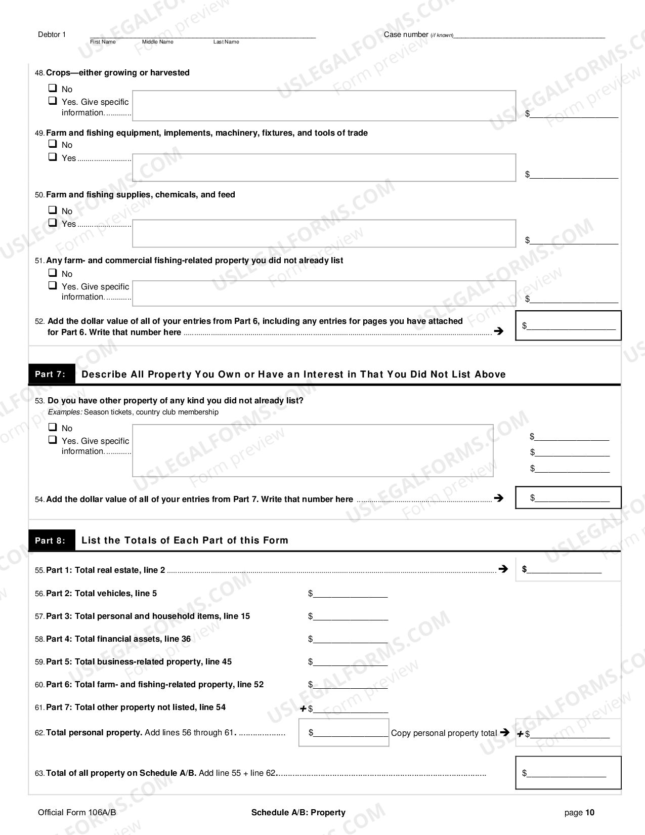 Schedule A/B: Property (individuals) | US Legal Forms