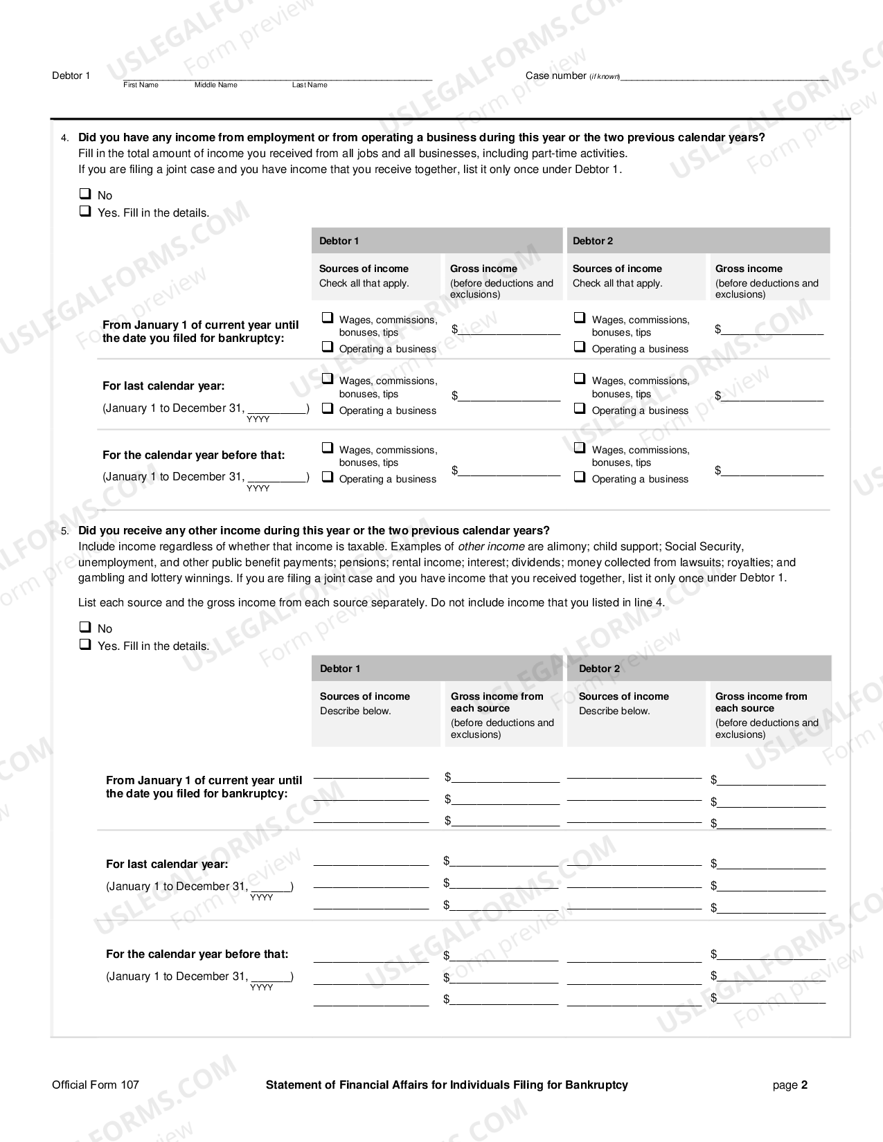 Your Statement of Financial Affairs for Individuals Filing for ...