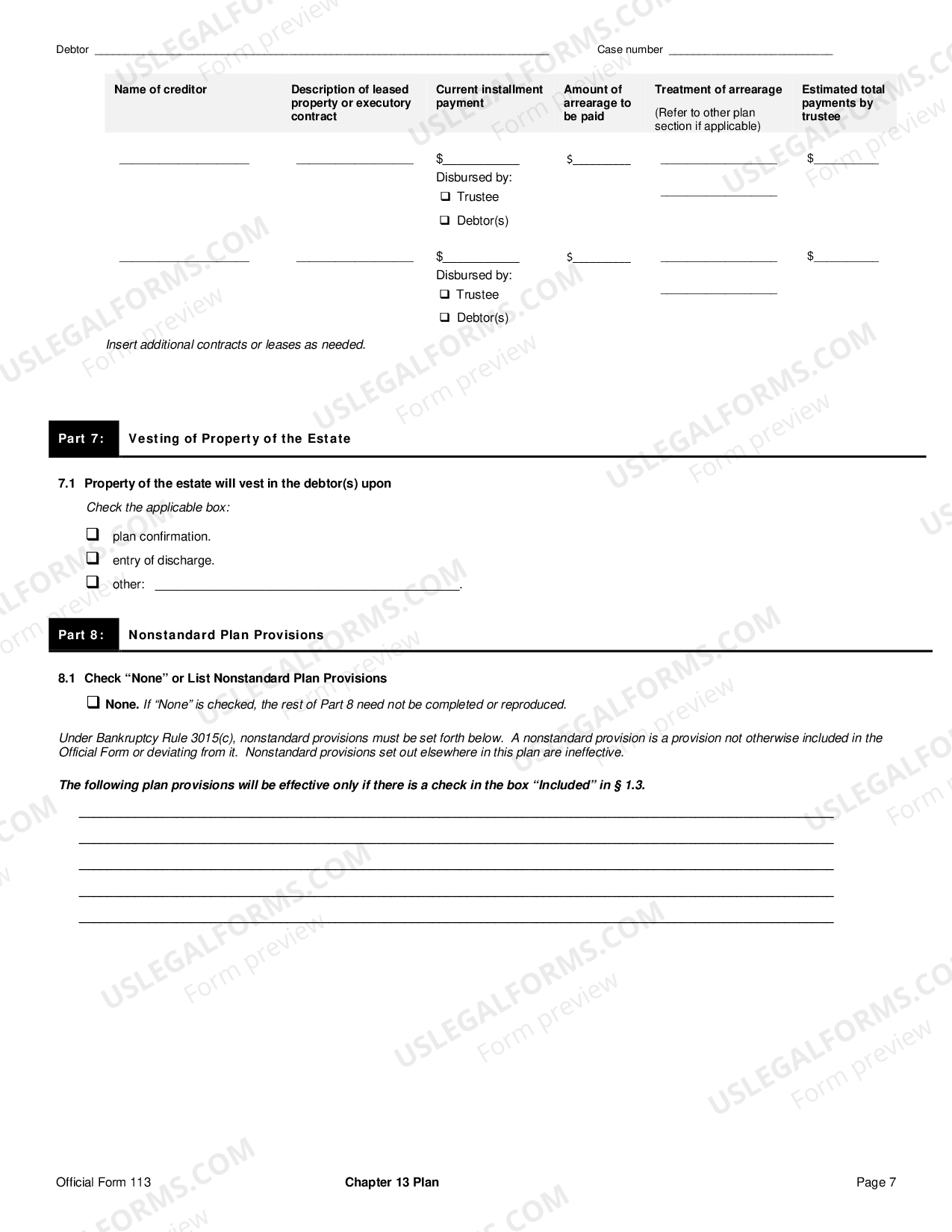 Chapter 13 Plan | US Legal Forms