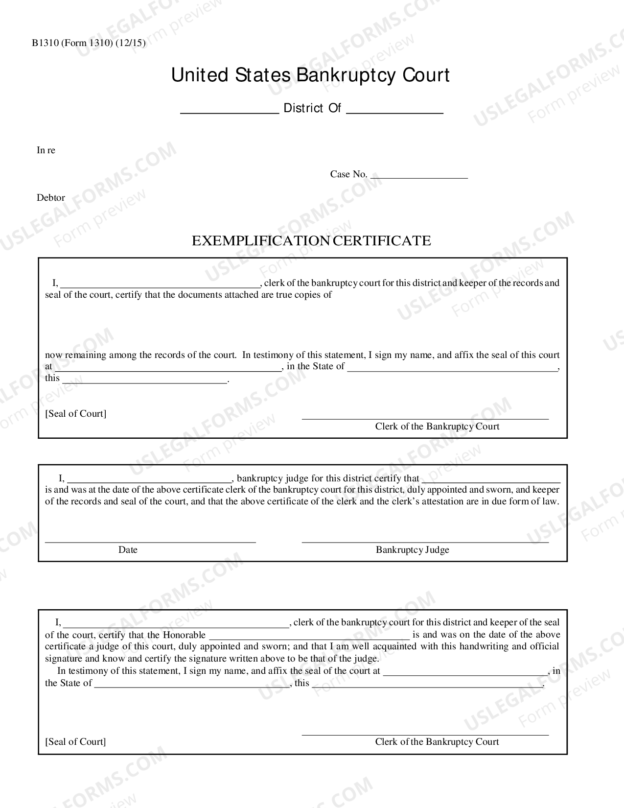 Exemplification Certificate | US Legal Forms