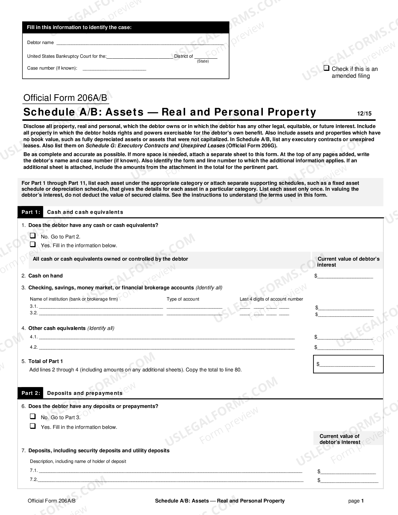 Schedule A/B: Property (non-individuals) | US Legal Forms