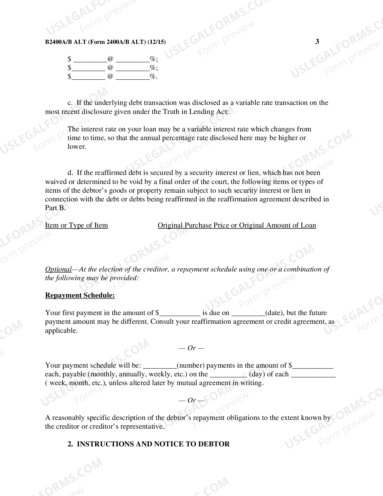 Reaffirmation Agreement | US Legal Forms